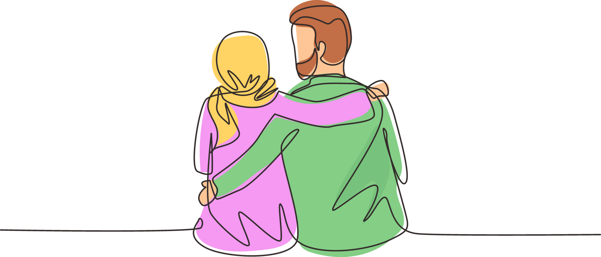 continuo uno línea dibujo contento árabe familia. Pareja relación en ... continuo uno línea dibujo contento árabe familia. Pareja relación en ...