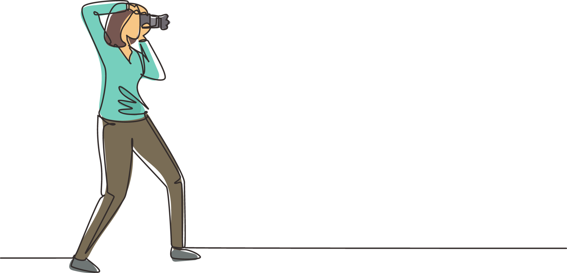 Continuous one line drawing woman photographer aiming target photos ... Continuous one line drawing woman photographer aiming target photos ...