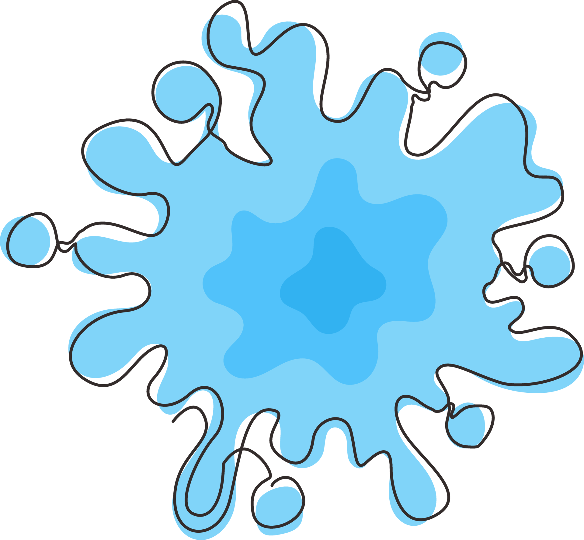 Continuous one line drawing water drips and flowing. Blob and splash ...