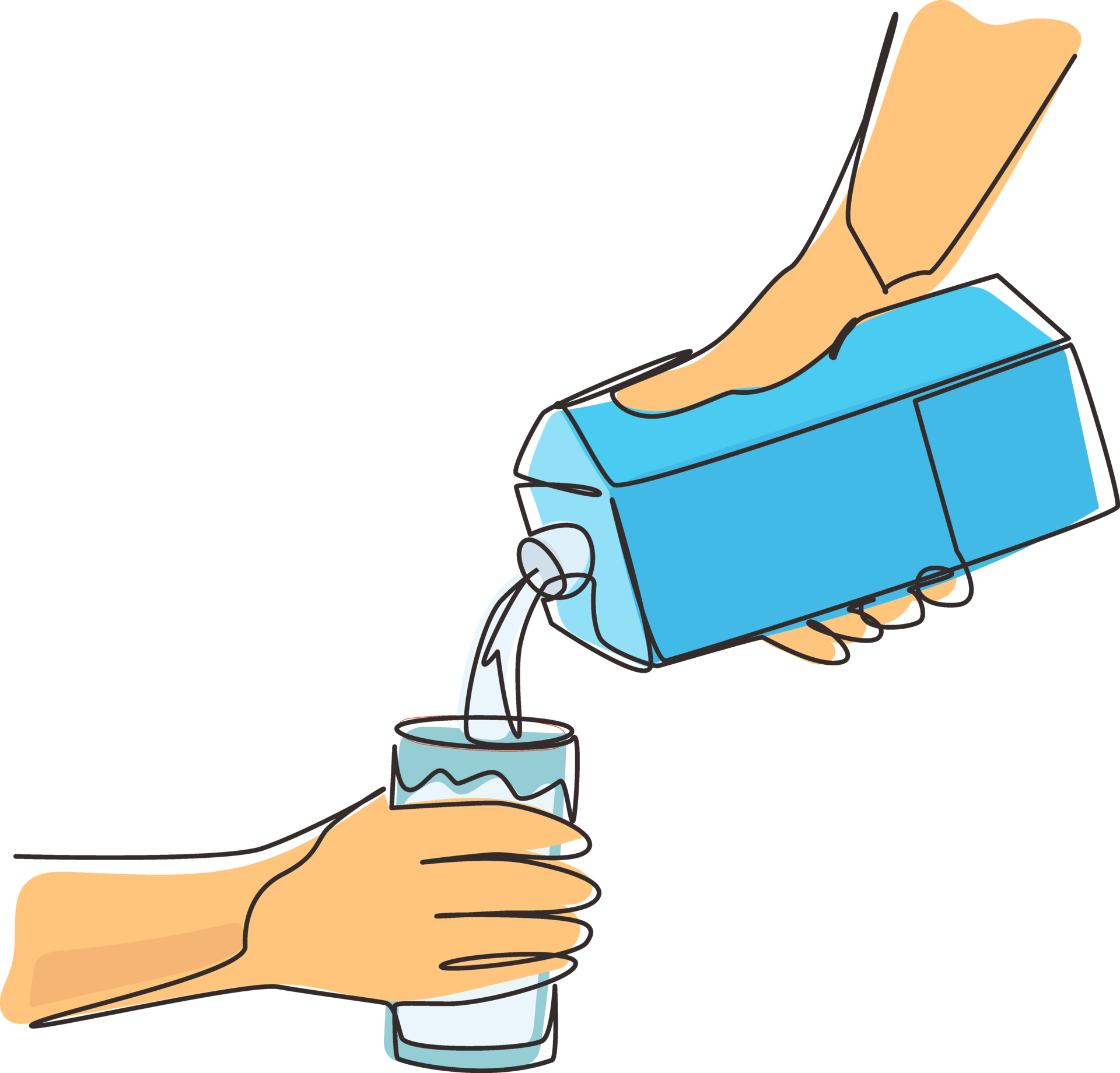 kontinuierlich einer Linie Zeichnung Hand halten Karton von Milch ... kontinuierlich einer Linie Zeichnung Hand halten Karton von Milch ...