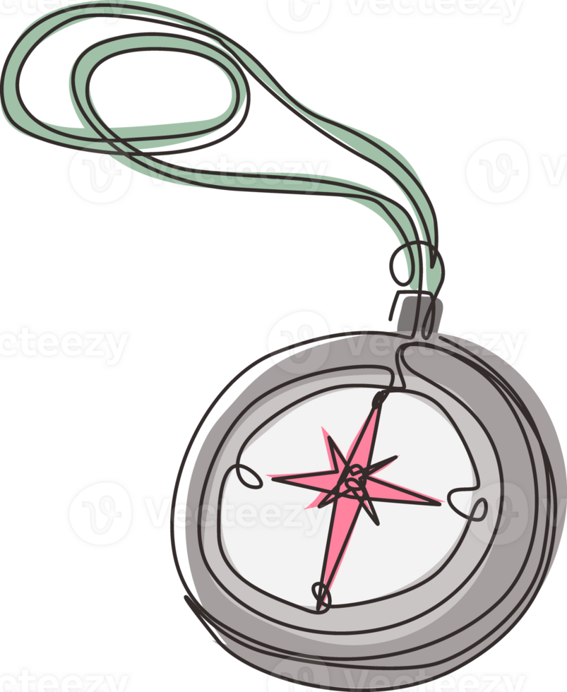 Single Continuous Line Drawing Hiking Compass Icon Symbol Camping Scouting With Useful Summer