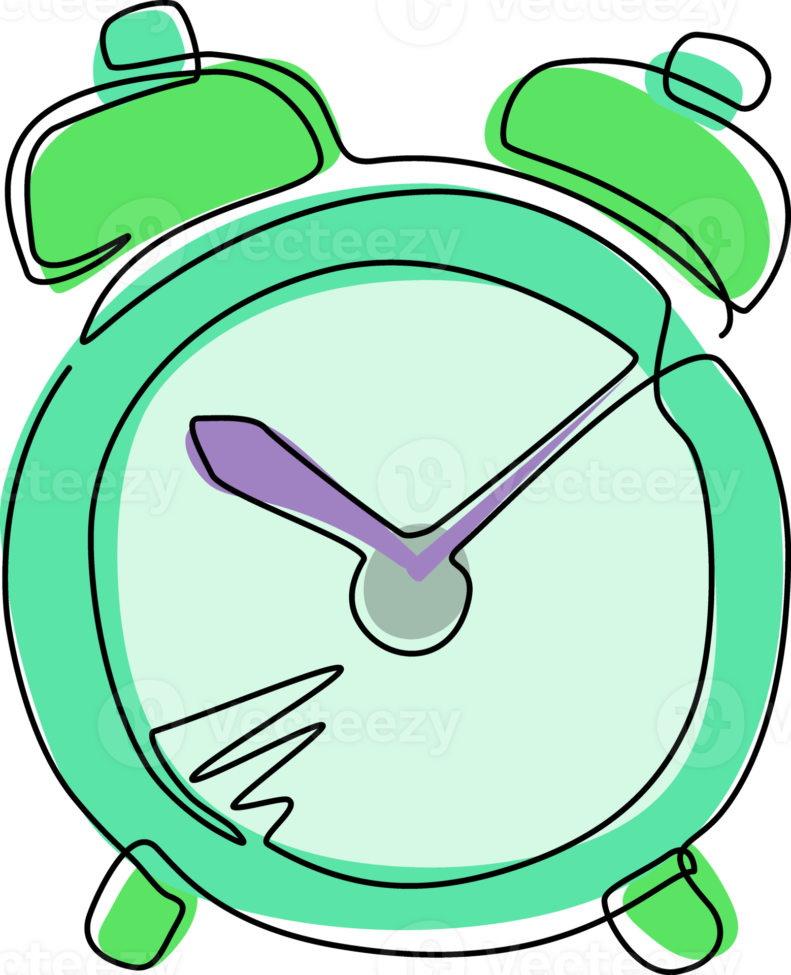 Continuous One Line Drawing Hand Drawn Alarm Clock Isolated On White