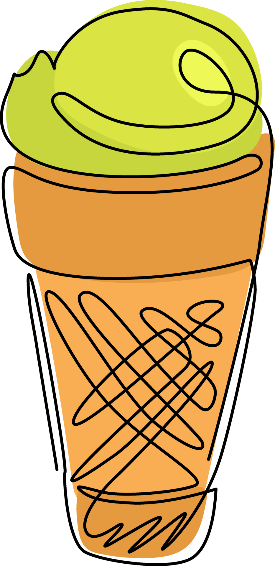 Single One Line Drawing Ice Cream Cone Icon Frozen Ice Cream Flat Logo Symbol For Food Business