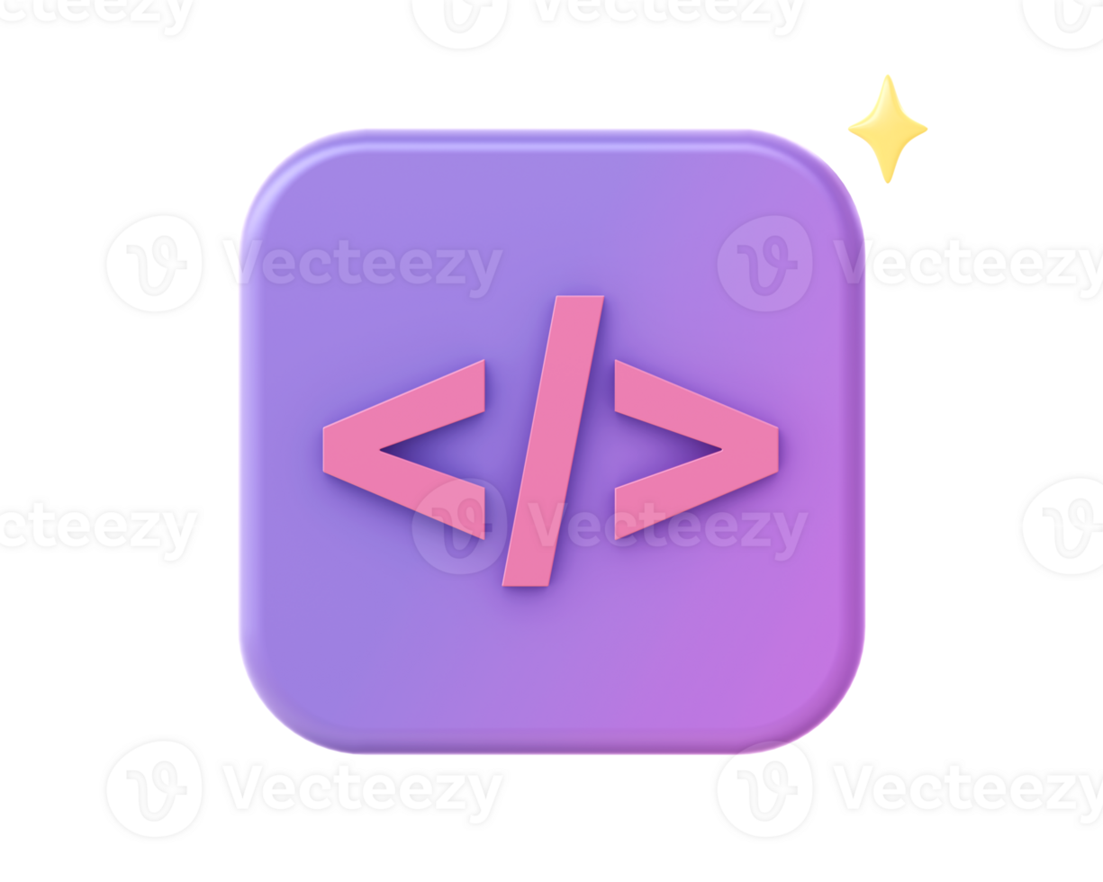 3d Render Of Purple Web Programming And Coding Icon For Ui Ux Web Mobile Apps Social Media Ads