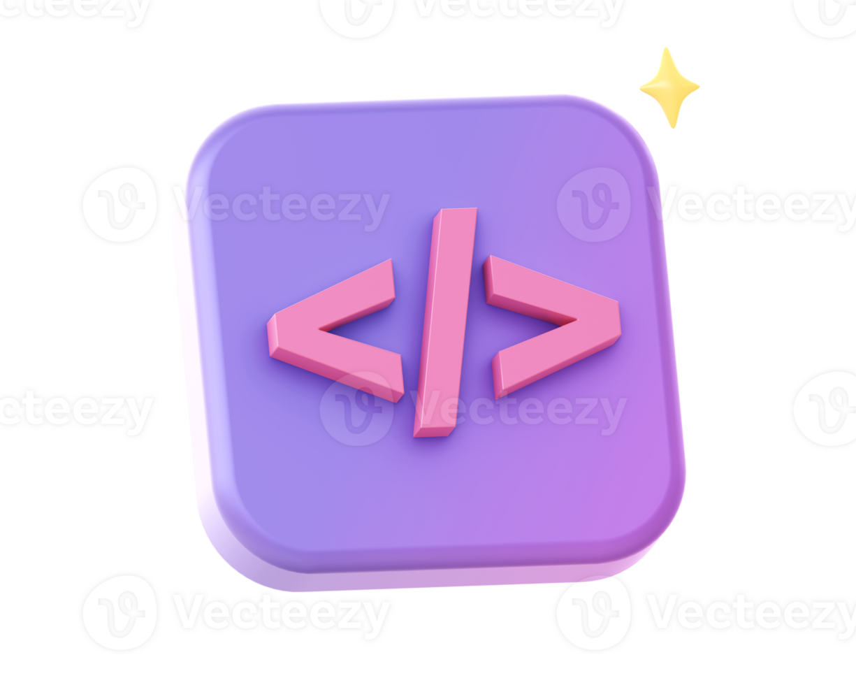 3d Render Of Purple Web Programming And Coding Side Icon For Ui Ux Web Mobile Apps Social Media