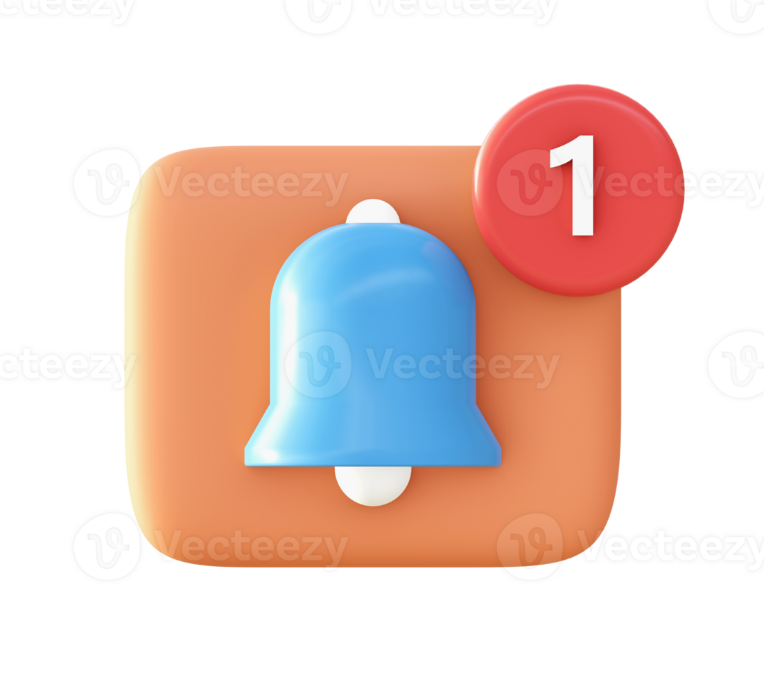 3d Blue And Orange Notification Bell Icon For Ui Ux Web Mobile Apps Social Media Ads Design