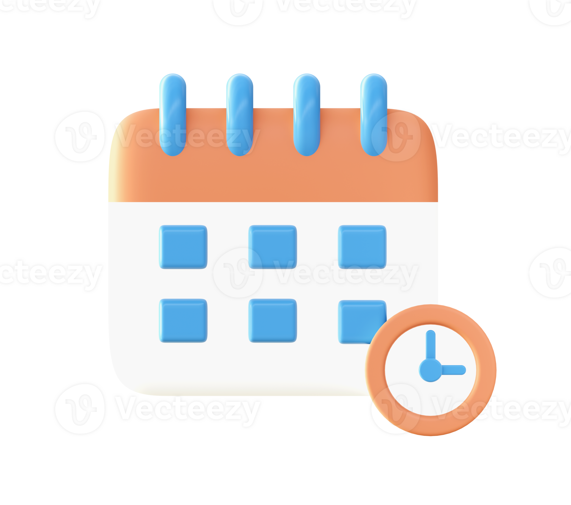 3d orange calendar date and clock time icon for UI UX web mobile apps ...
