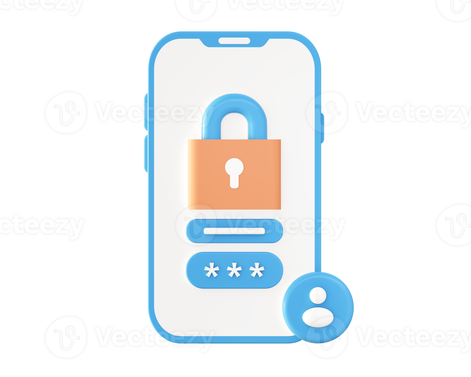 3d Smartphone and security system icon for UI UX web mobile apps social ...