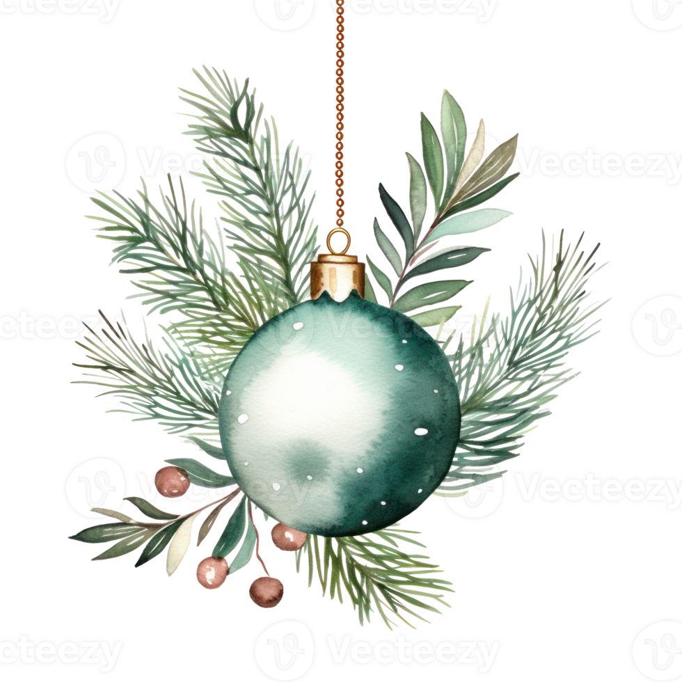 Watercolor Christmas ball isolated 26991927 PNG