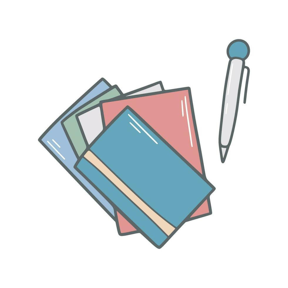 Hand Drawn Notebook And Pen 26995663 Vector Art At Vecteezy