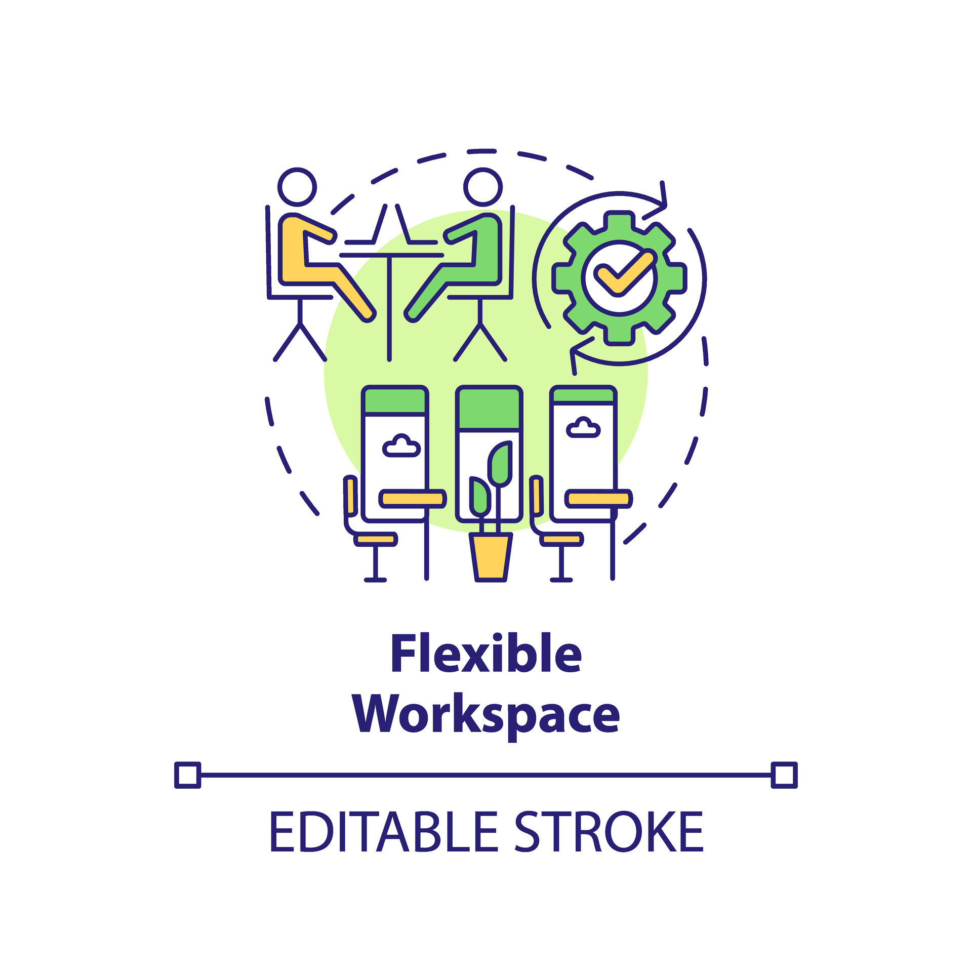 Editable Flexible Workspace Icon Concept Isolated Vector Sustainable