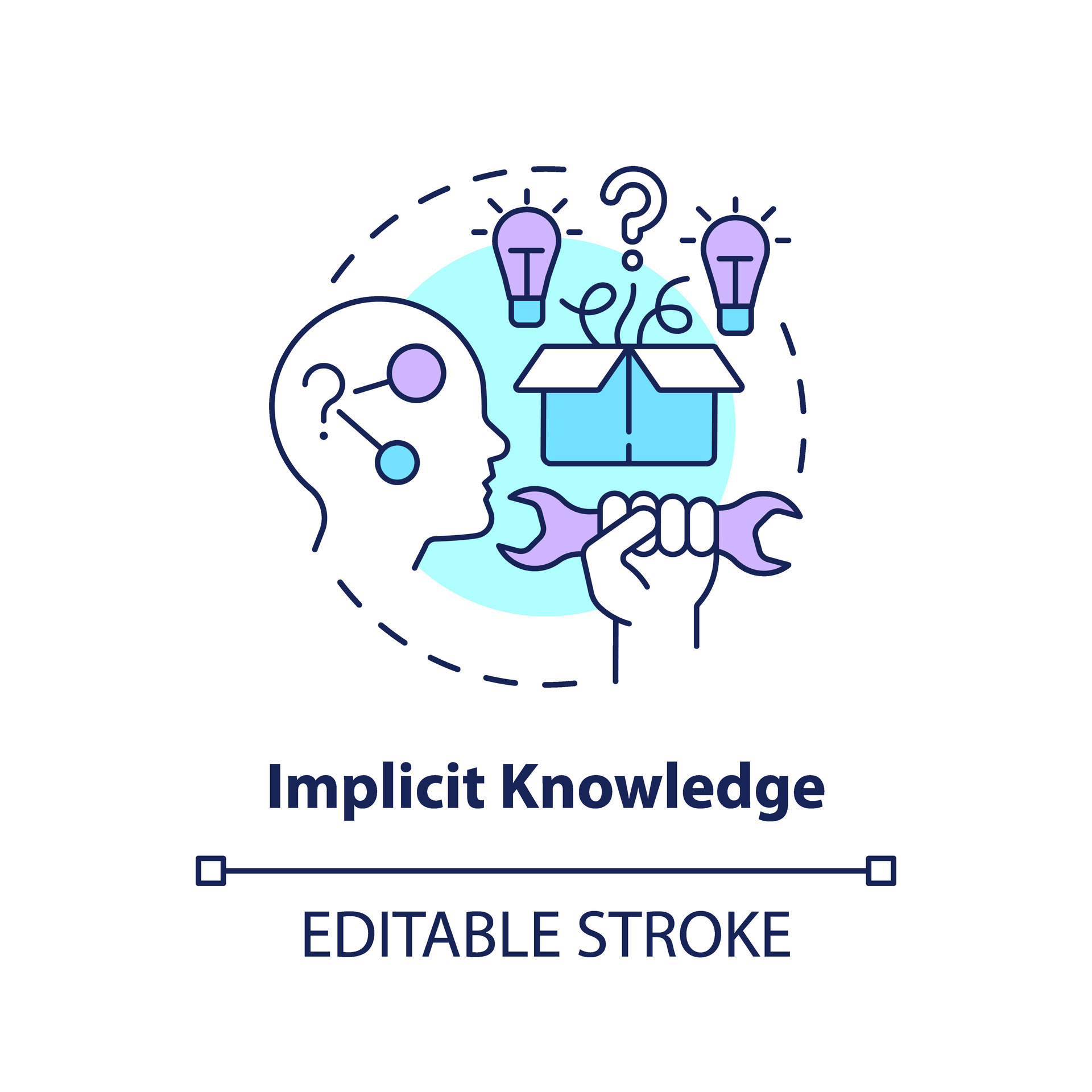 2d editable implícito conocimiento Delgado línea icono concepto, aislado vector, multicolor ...