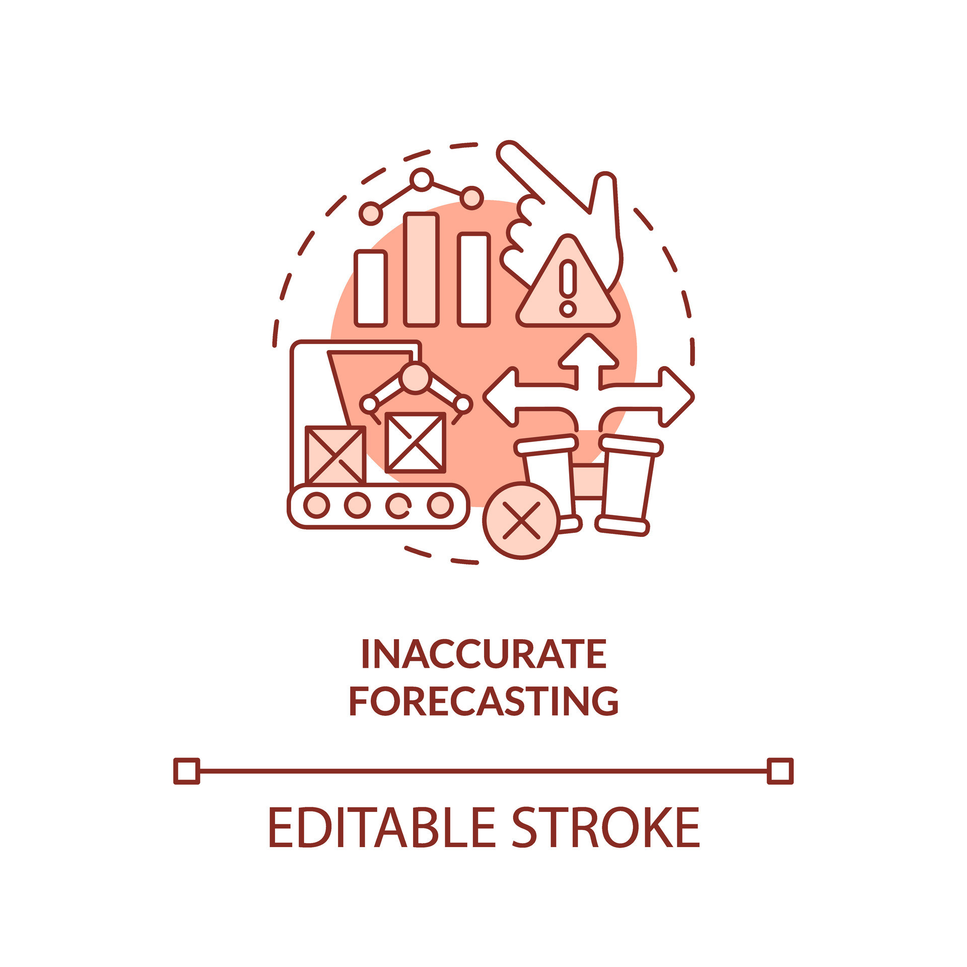 2D editable inaccurate forecasting red thin line icon concept, isolated ... 2D editable inaccurate forecasting red thin line icon concept, isolated ...