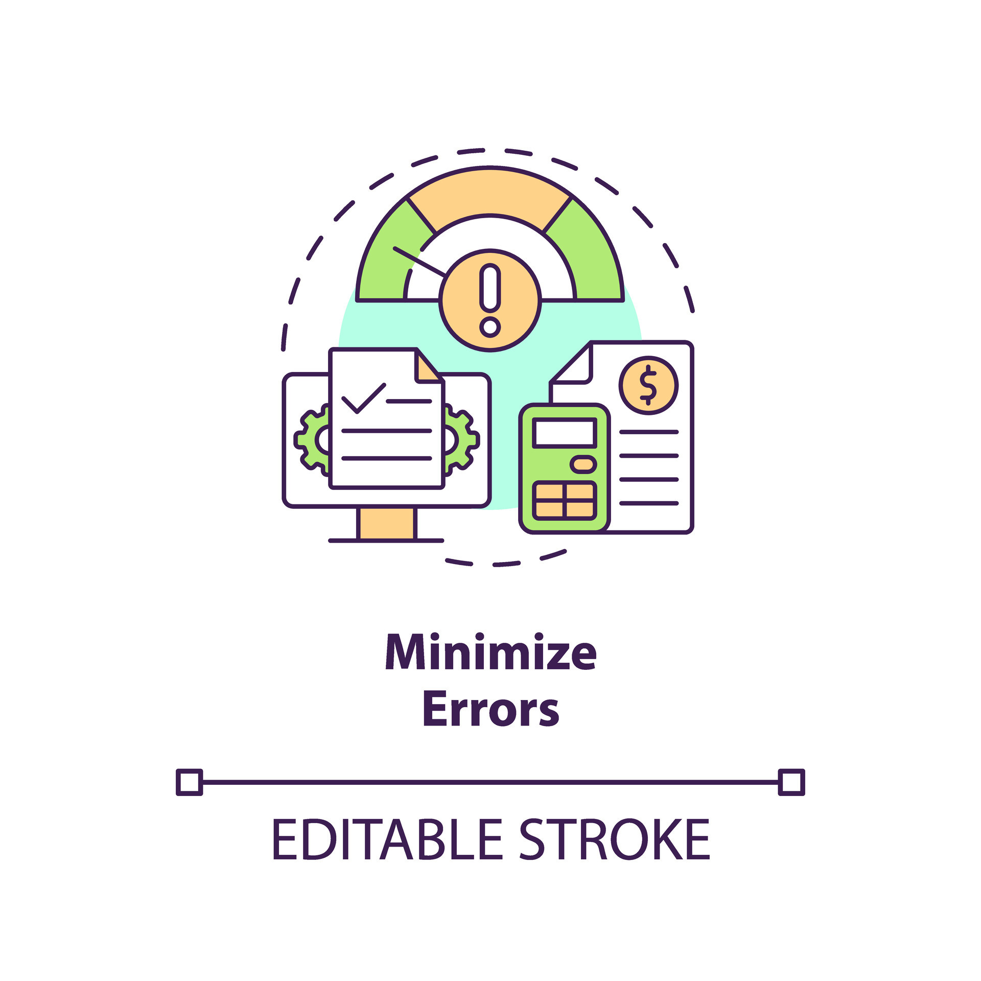 Minimize Errors Concept Icon Accurate Calculations Accounting Software Benefit Abstract Idea