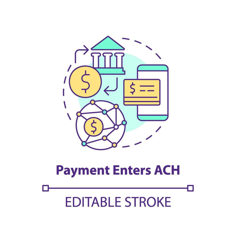 Payment enters ACH concept icon. Transaction. Automated clearing house ... Payment enters ACH concept icon. Transaction. Automated clearing house ...