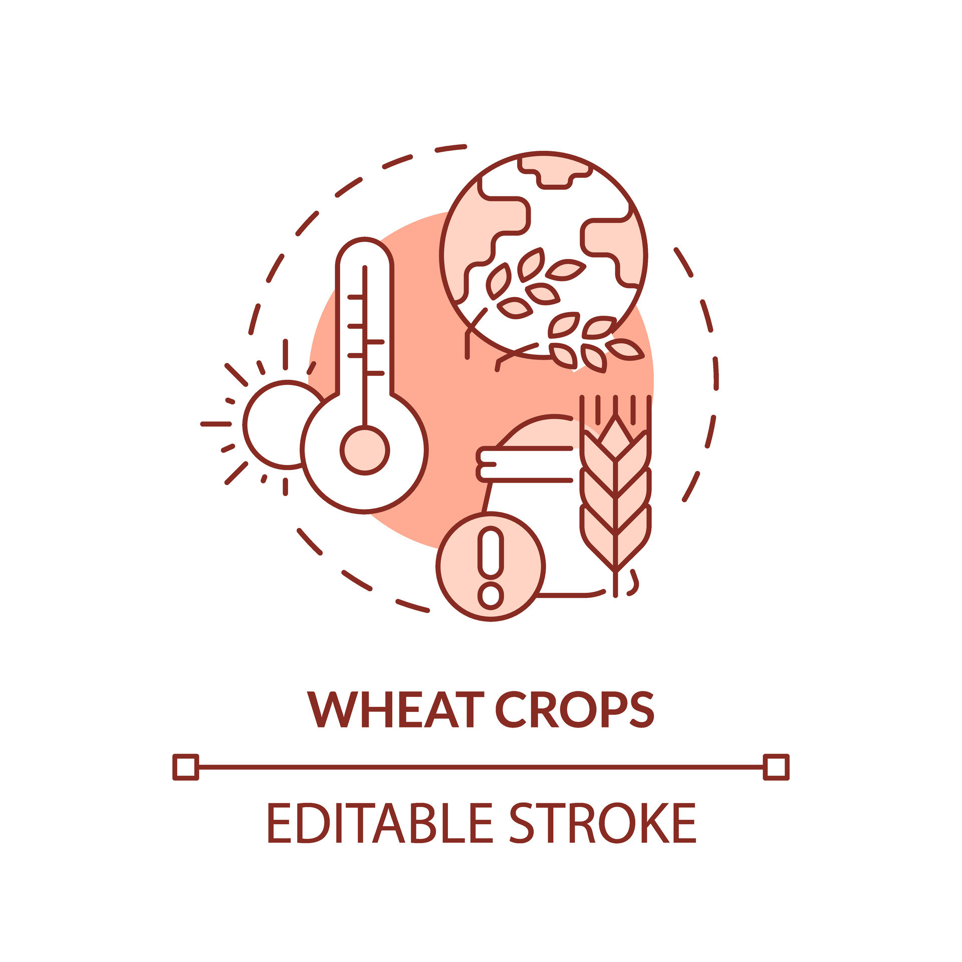 Editable wheat crops icon representing heatflation concept, isolated ... Editable wheat crops icon representing heatflation concept, isolated ...