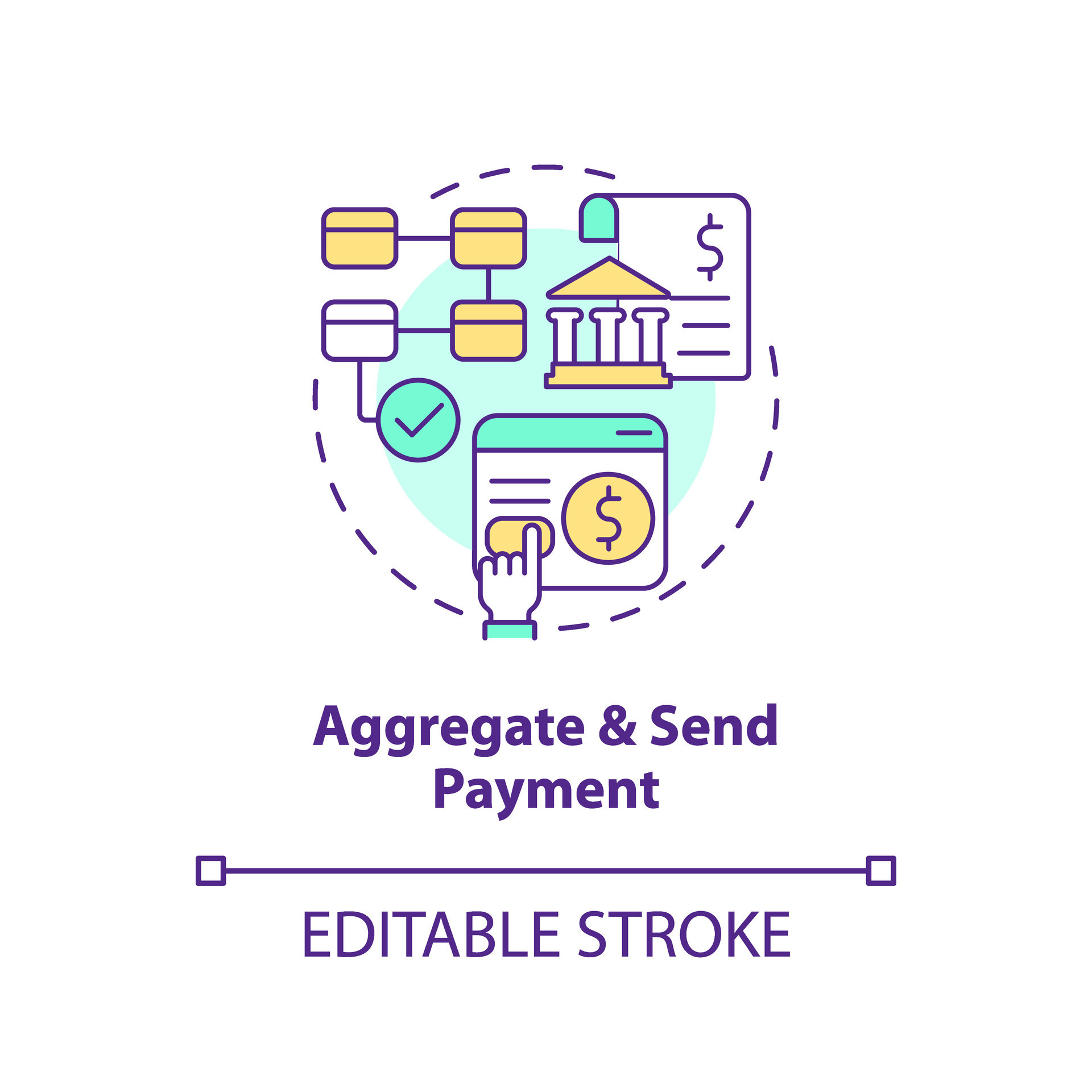 Aggregate And Send Payment Concept Icon Transaction Processing How Ach Work Abstract Idea Thin