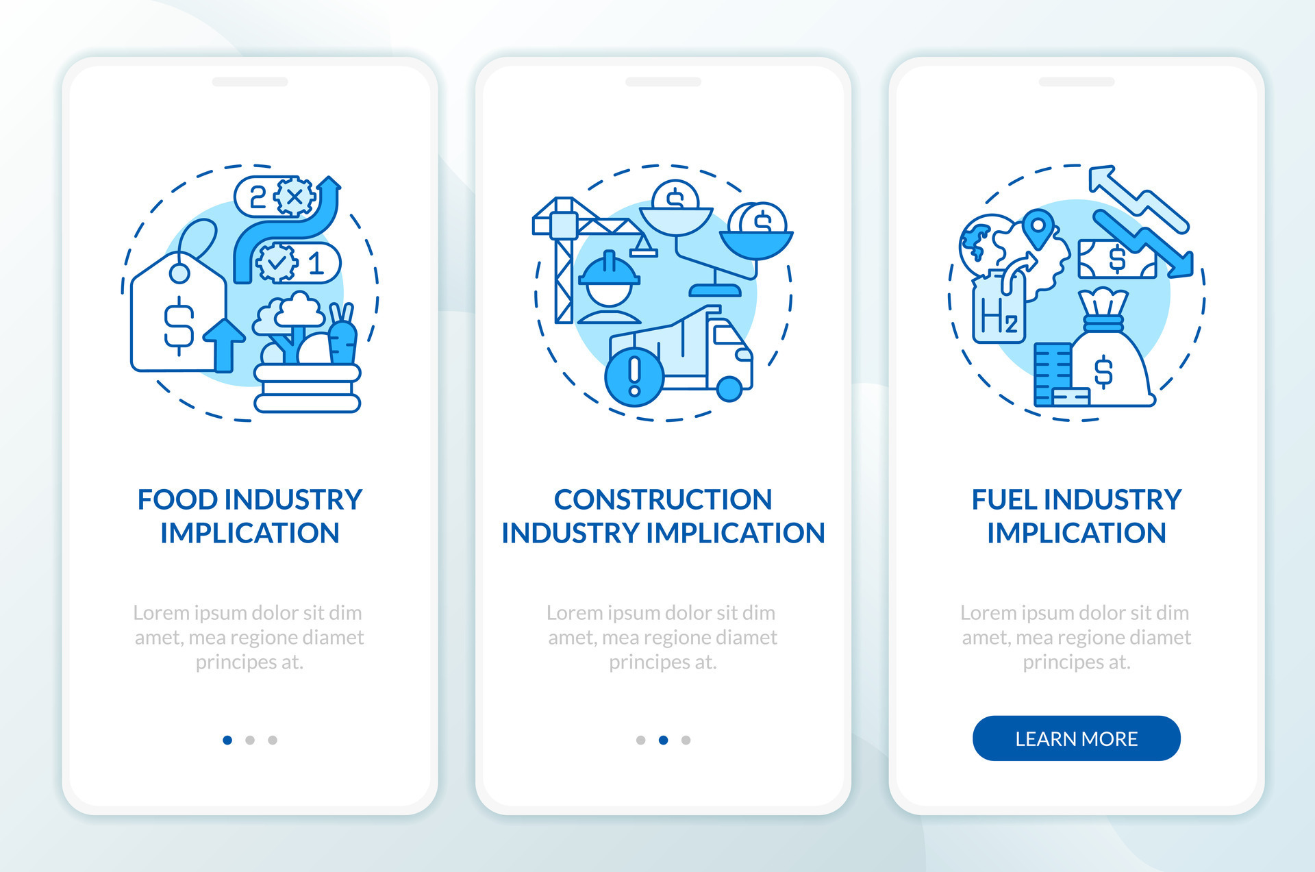 Key Supply Chain Strategy Blue Onboarding Mobile App Screen Business