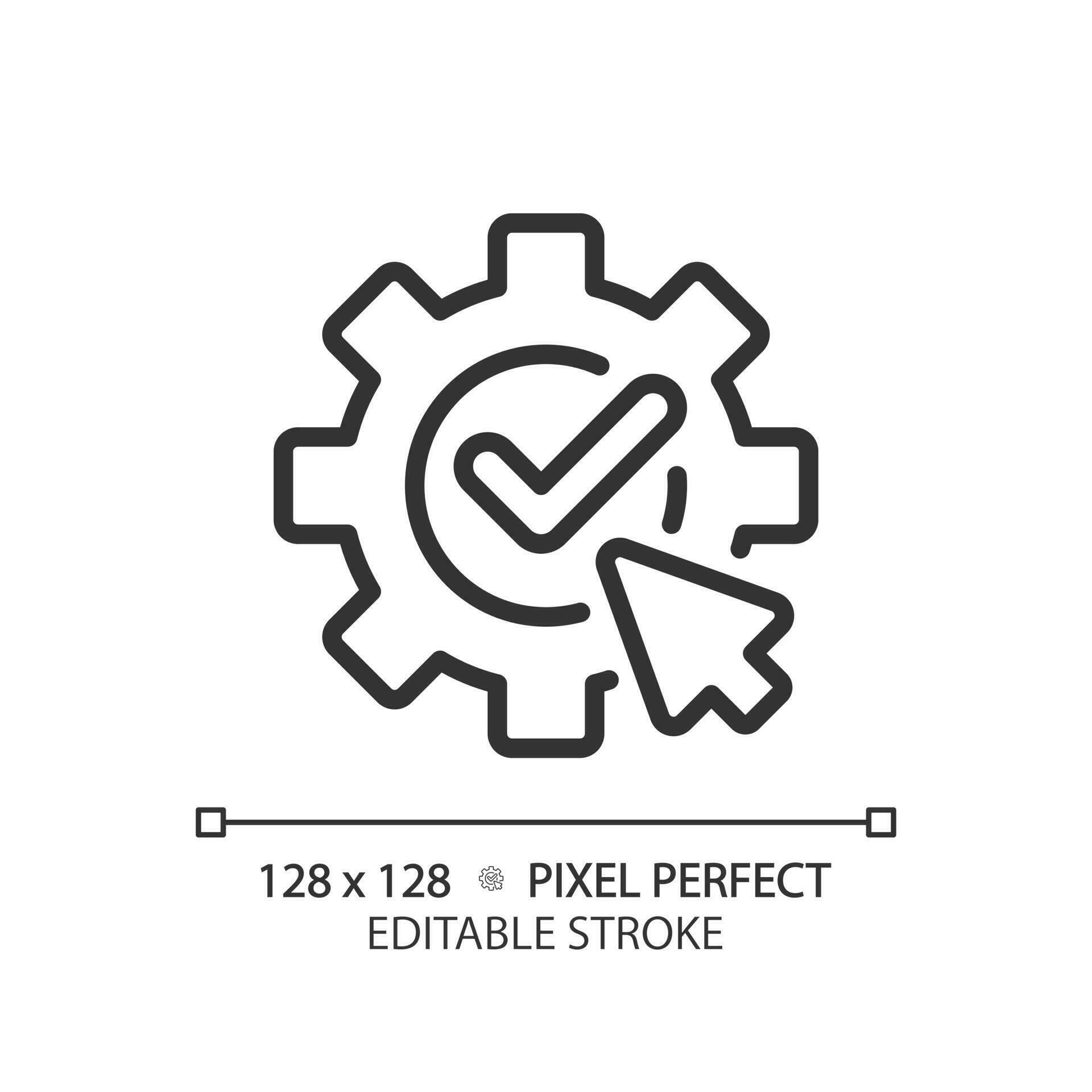 Apply settings pixel perfect linear icon. Save changes. Successful completion. Computer system ...