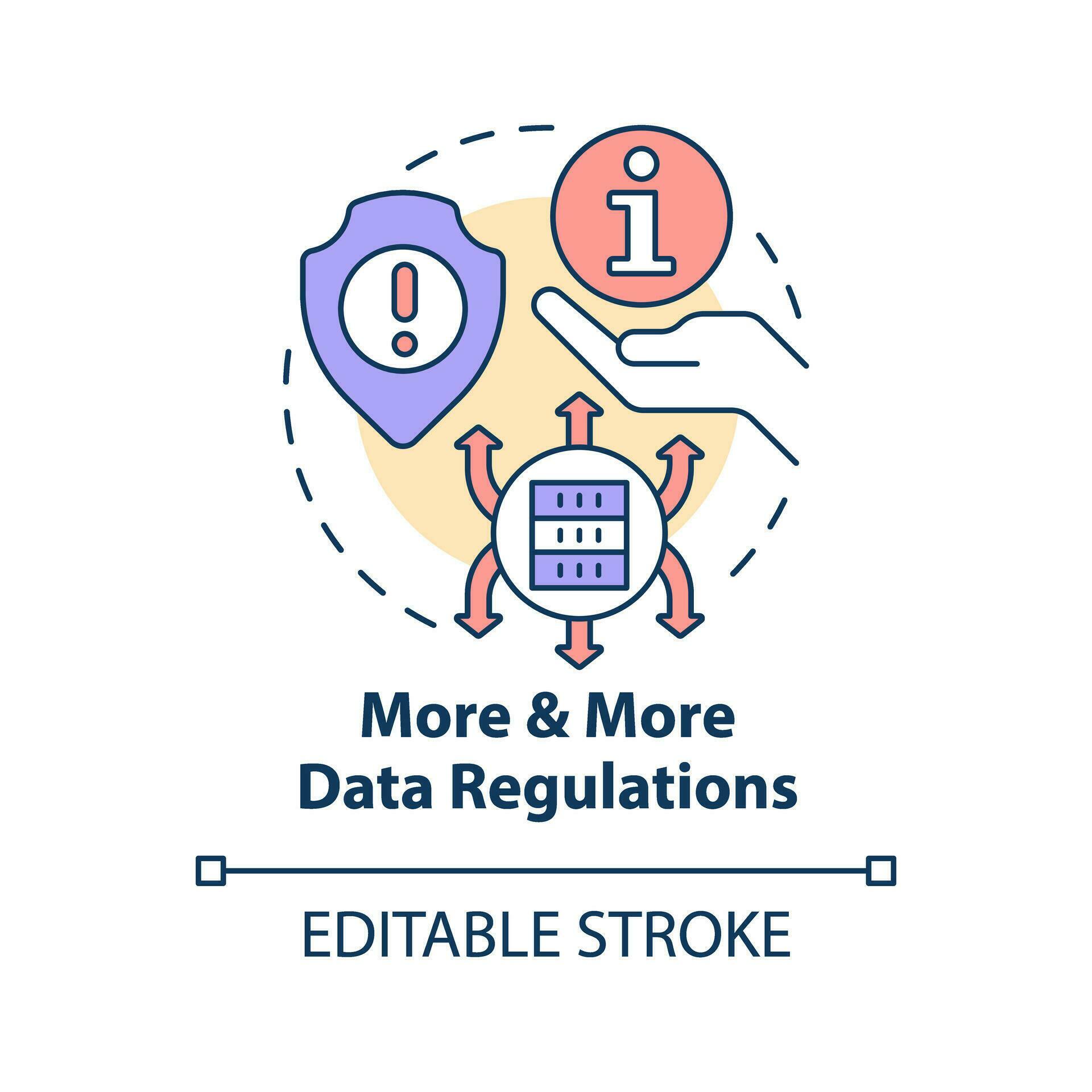 More and more data regulations concept icon. ICT in business disadvantage abstract idea thin ...