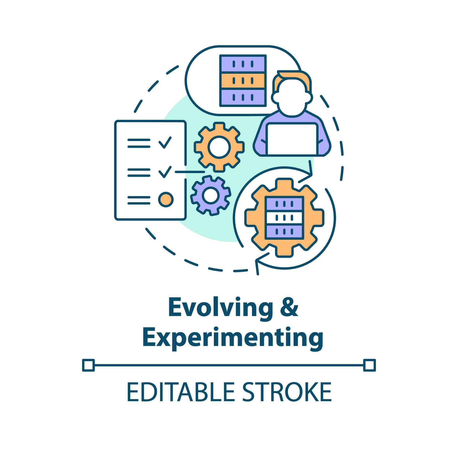 Evolving And Experimenting Concept Icon Big Data Process Ict Literacy Level Abstract Idea Thin