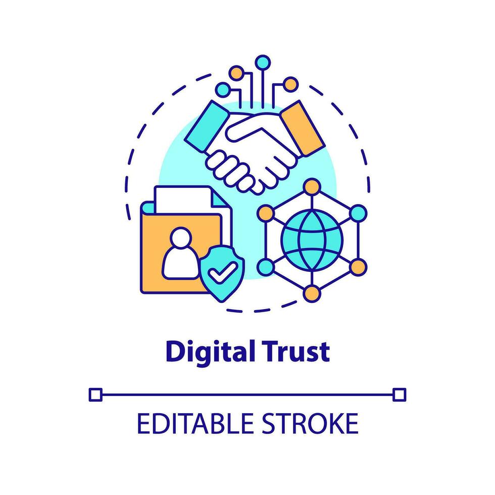 Digital trust concept icon. Data security. Information technology trend ...