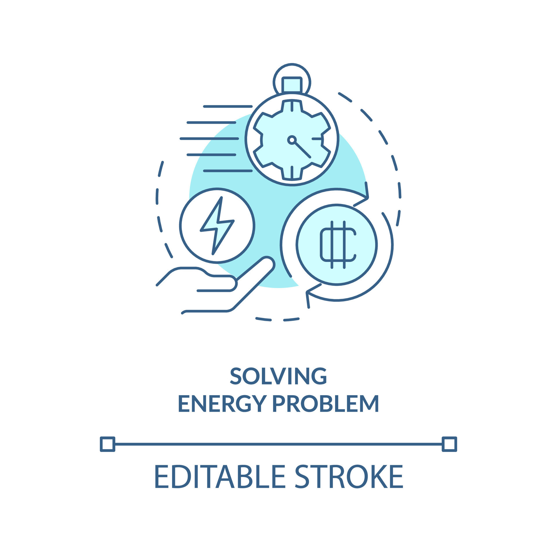 Solving Energy Problem Turquoise Concept Icon Reduce Power Consumption