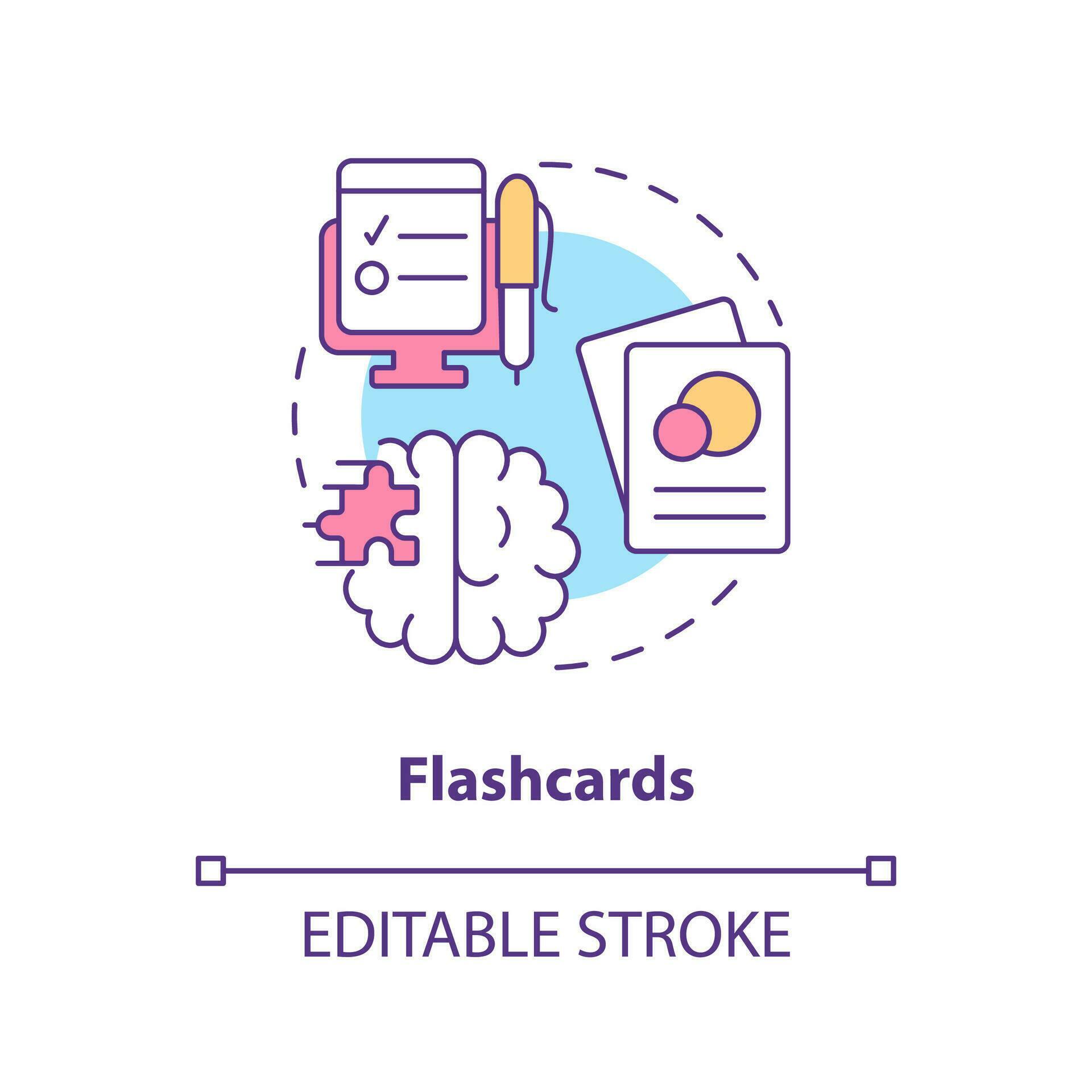 Learning flashcards concept icon. Visualize information. Memorization ...