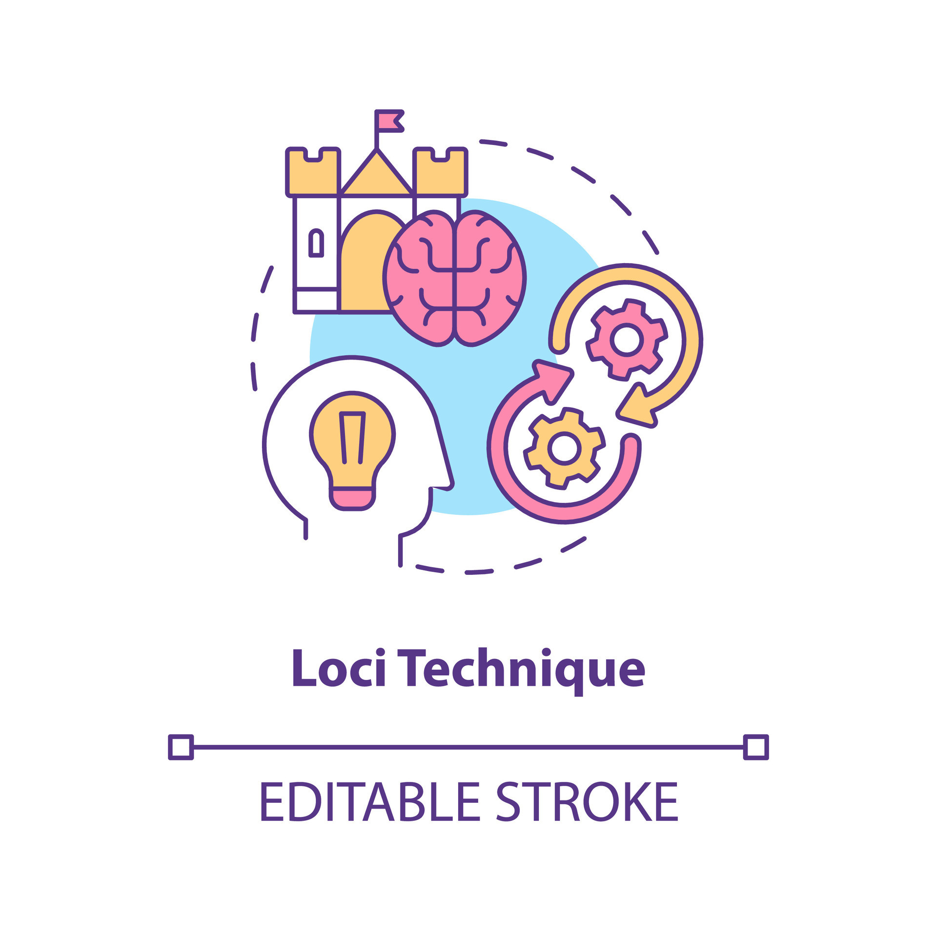 Loci memory technique concept icon. Mind palace trick. Visual ...