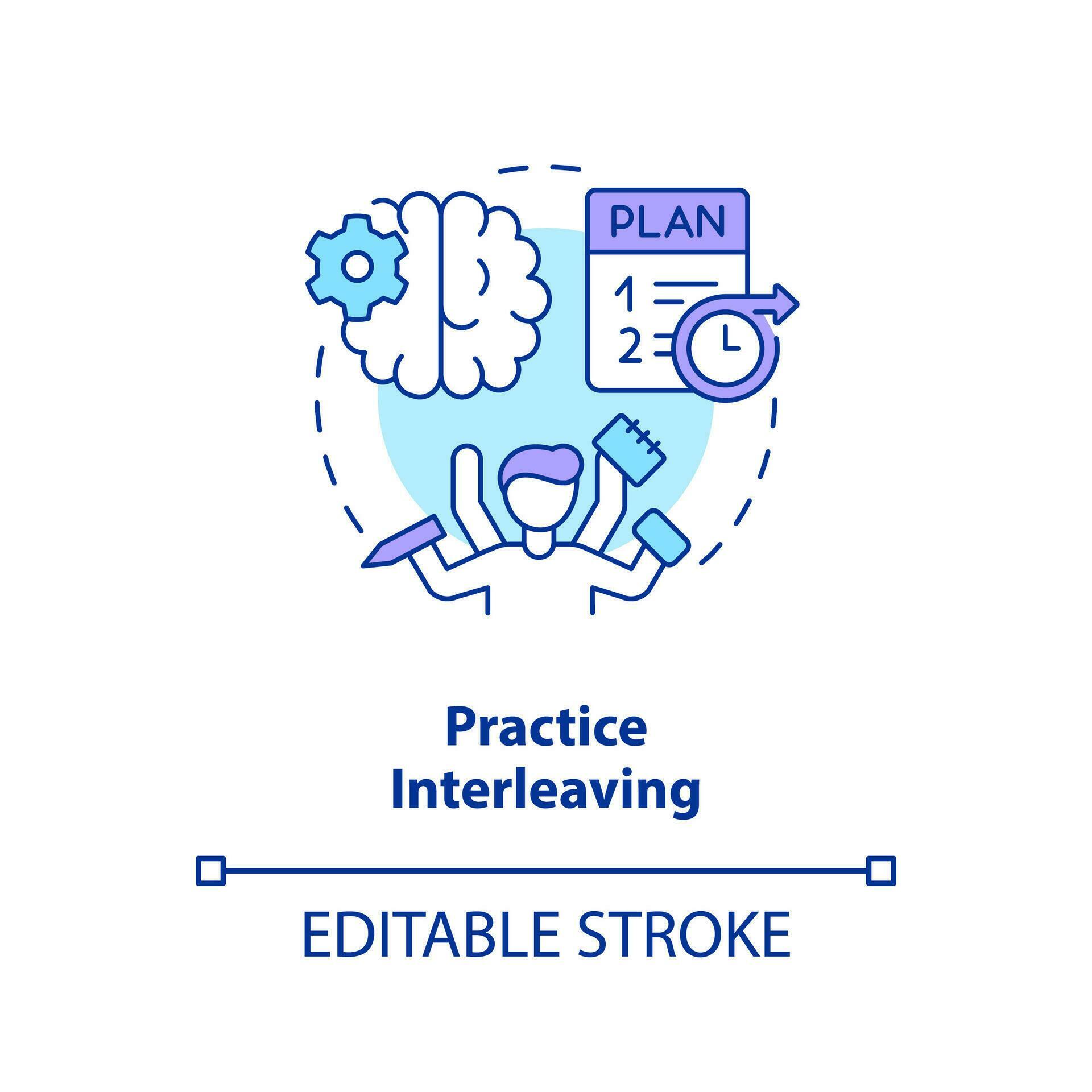 Focus on multitasking learning concept icon. Interleaving memory method. Productivity abstract ...