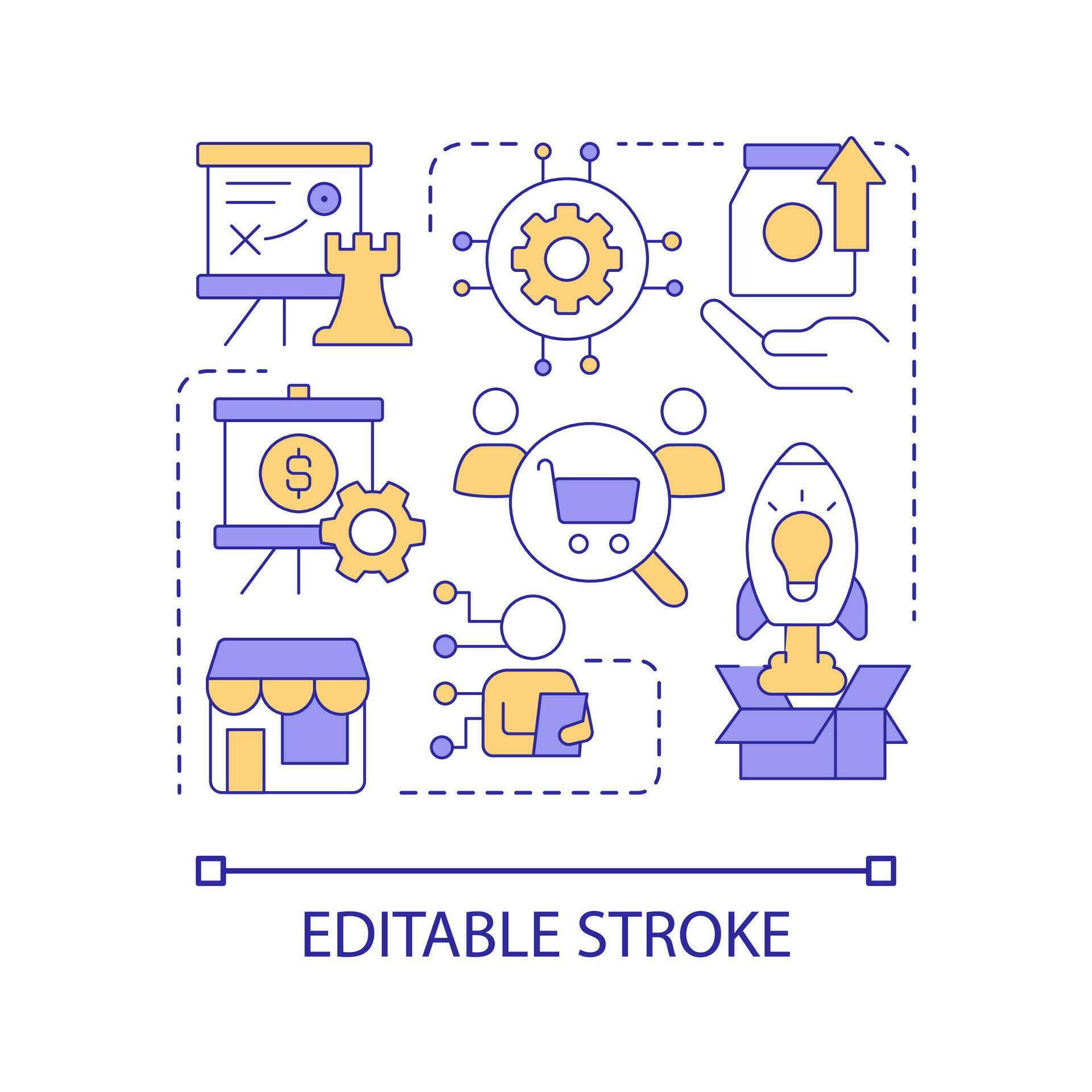 Build business strategy concept icon. Find insights. Marketing analytic ...