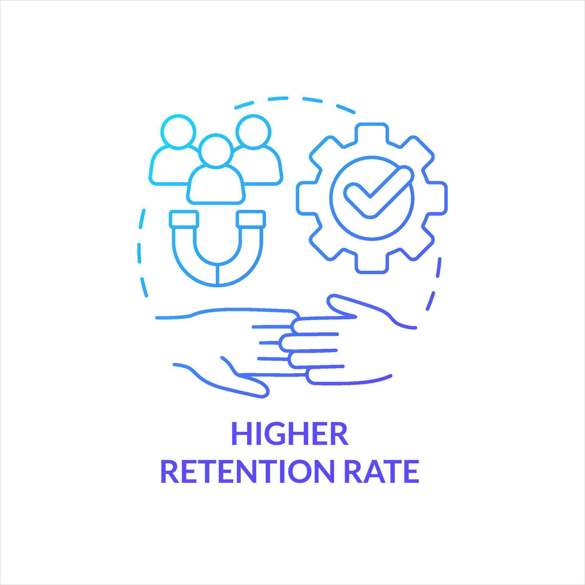Higher retention rate blue gradient concept icon. Talents magnet. Increase employees loyalty ...