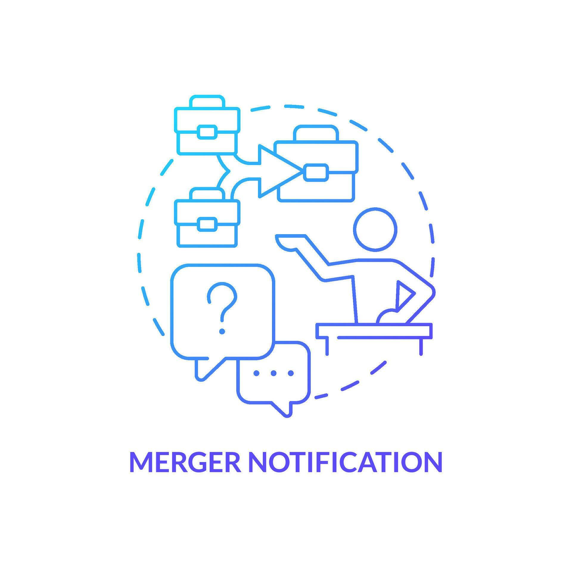 Merger Notification Blue Gradient Concept Icon Managing Through Acquisition Abstract Idea Thin
