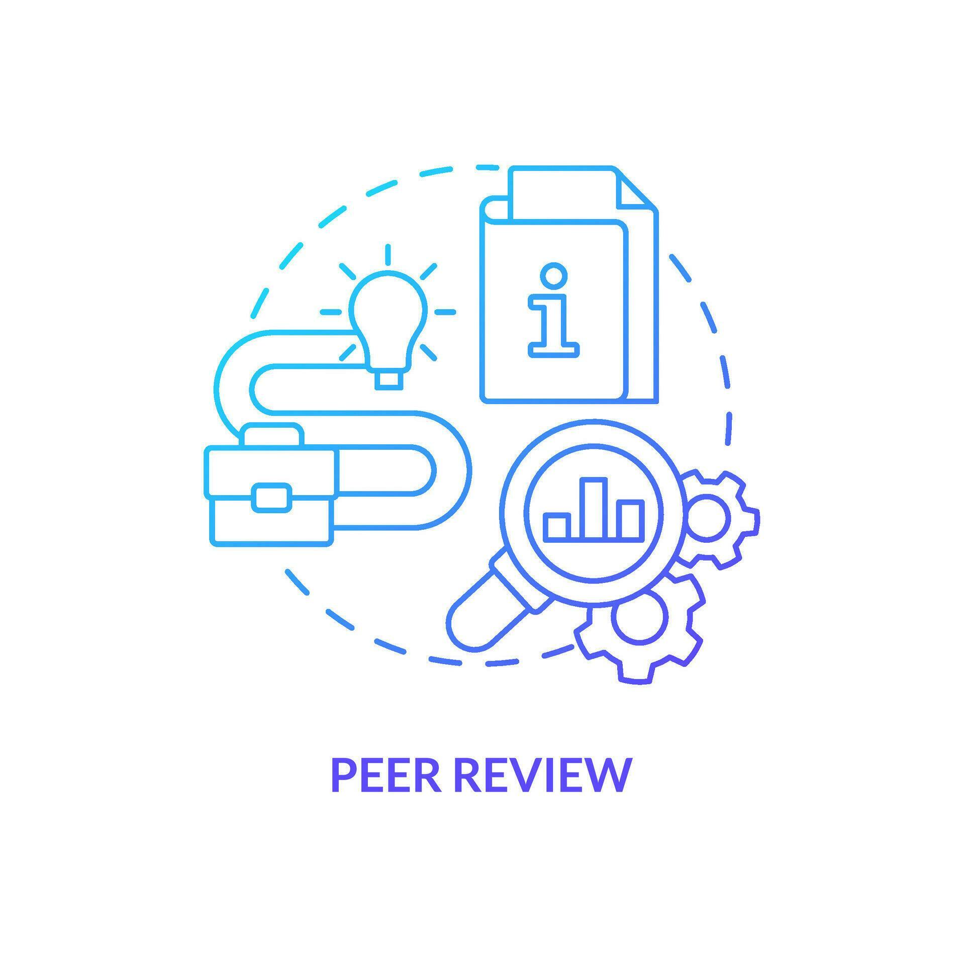 Peer review blue gradient concept icon. Successfully managing merger abstract idea thin line ...