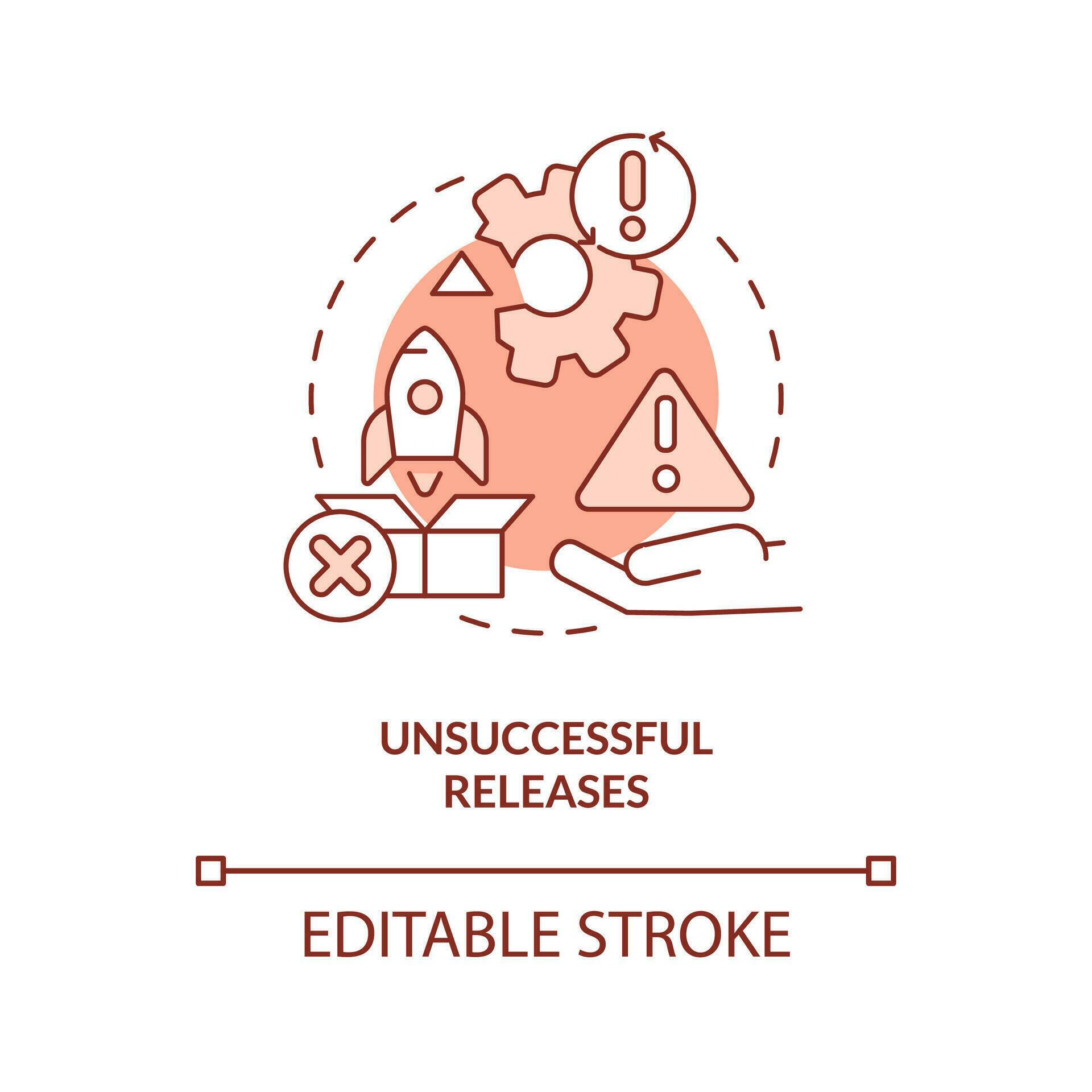 Unsuccessful outputs red concept icon. Common release management ...