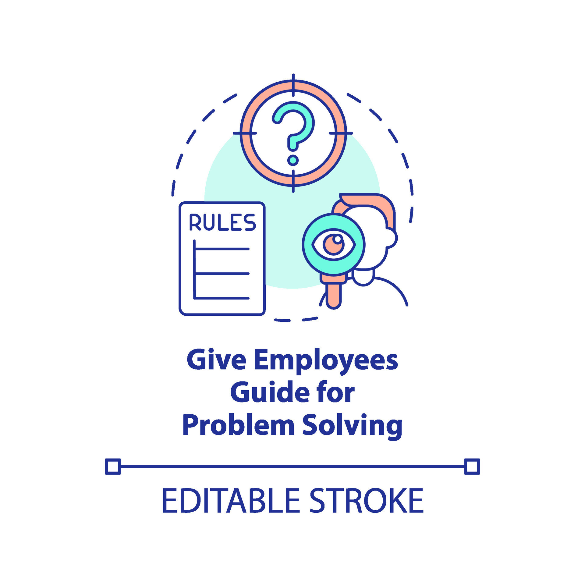 Give employees guide for problem solving concept icon. Customer service ...