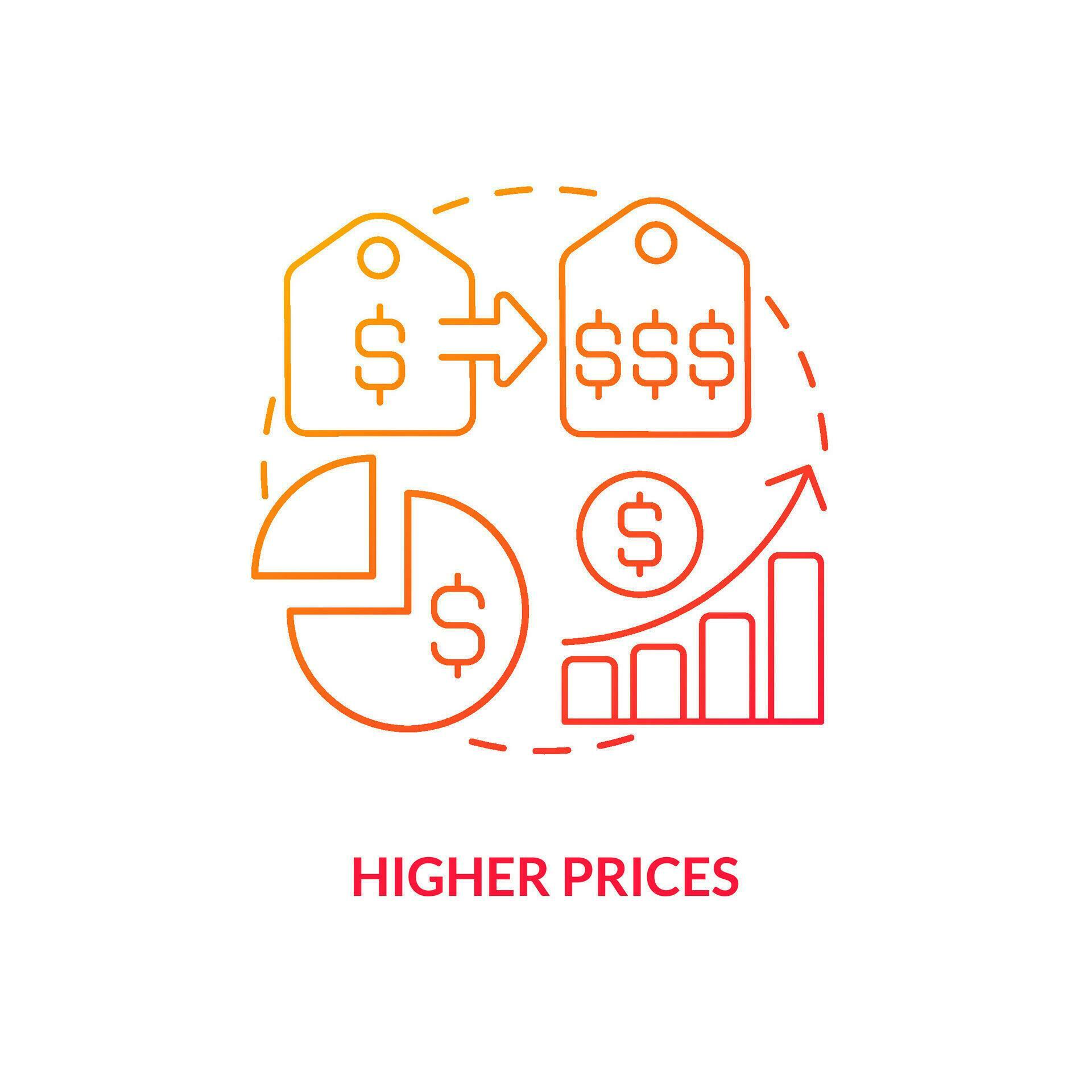 Higher Prices Red Gradient Concept Icon Disadvantage Of Mergers Abstract Idea Thin Line