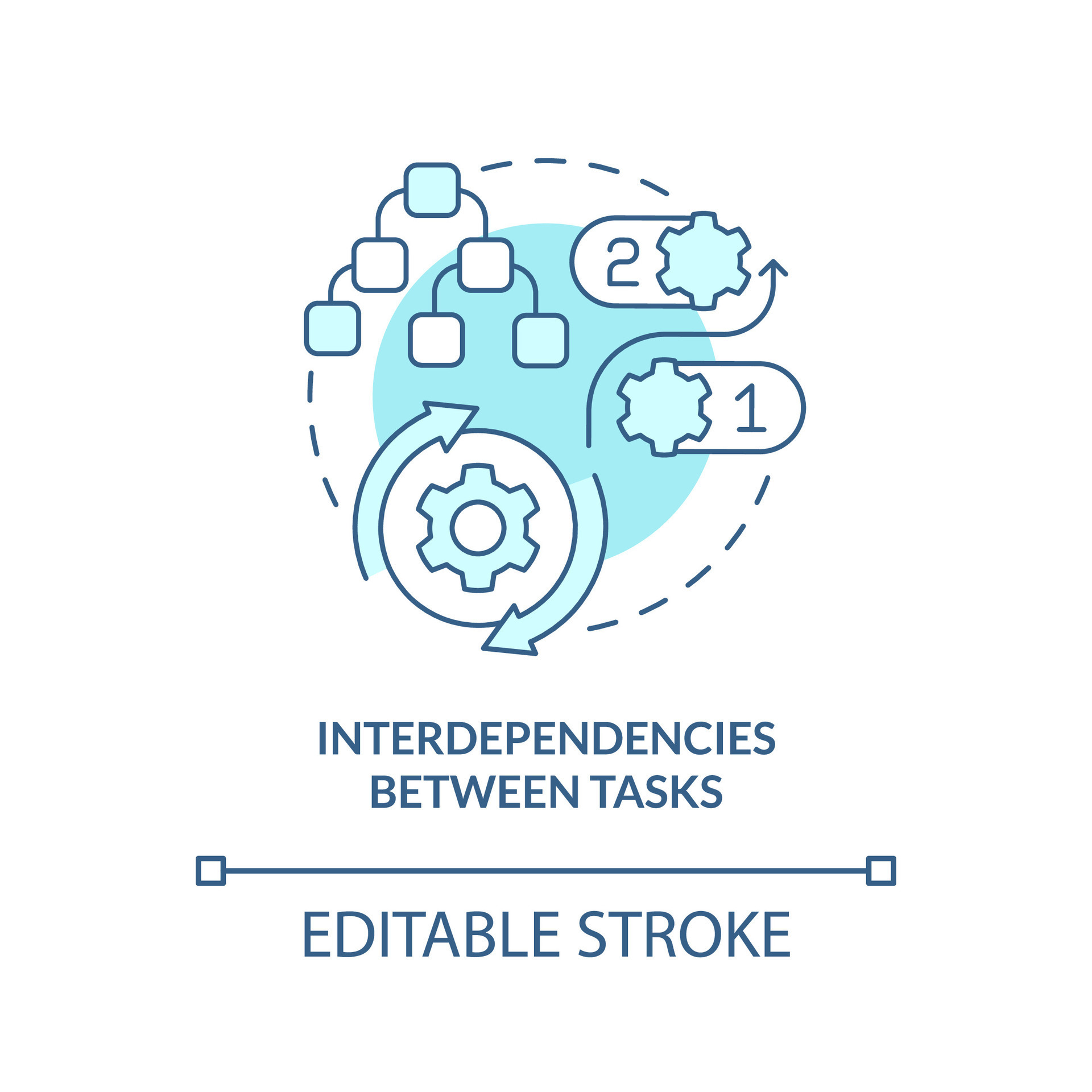 Interdependencies Between Tasks Turquoise Concept Icon Project Plan Includes Abstract Idea Thin