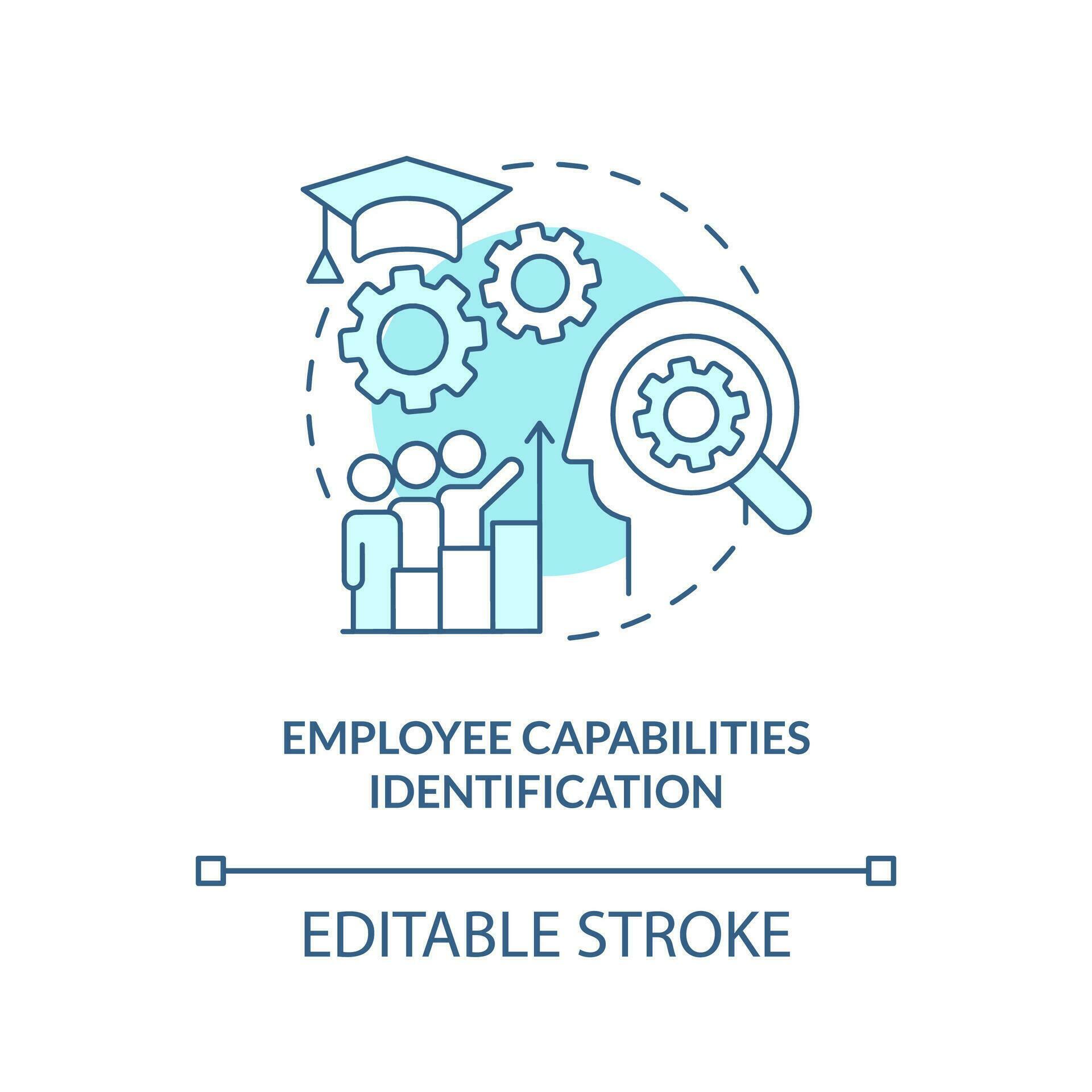 Employee capabilities identification turquoise concept icon. Project planning benefit abstract ...