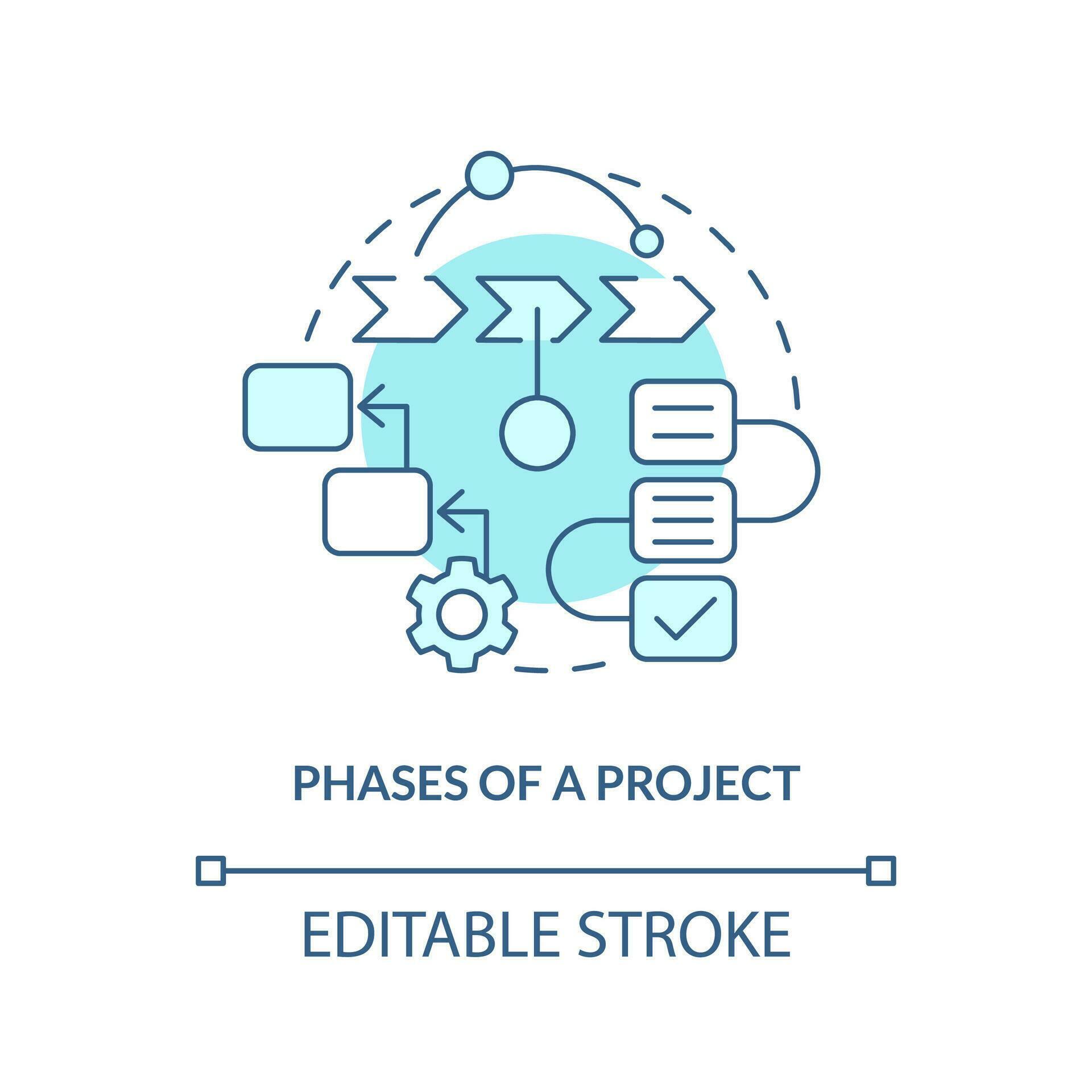 Phases of project turquoise concept icon. Create structure. Business ...