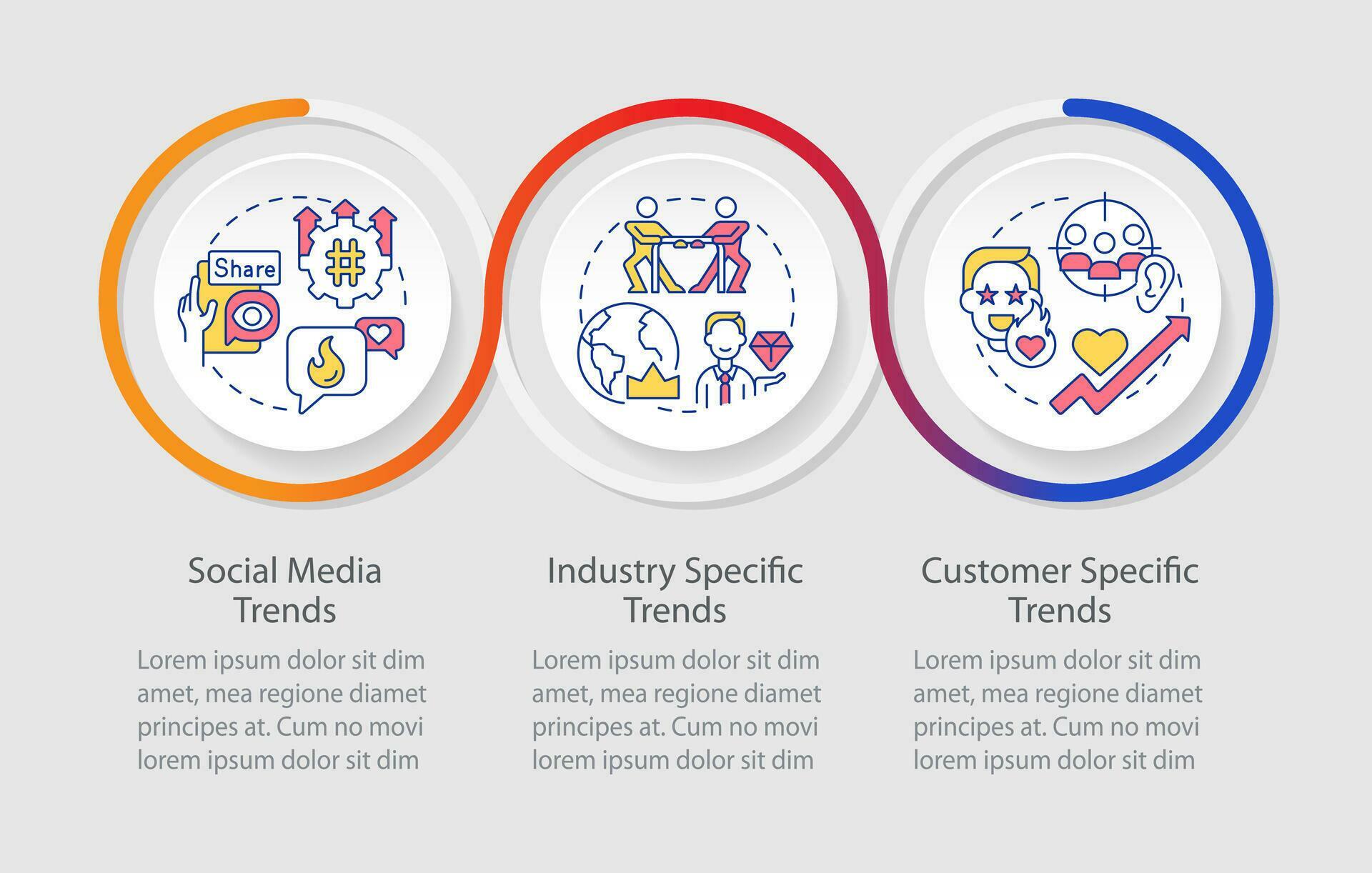 Trends categories loop infographic template. Business strategy. Data visualization with 3 steps ...