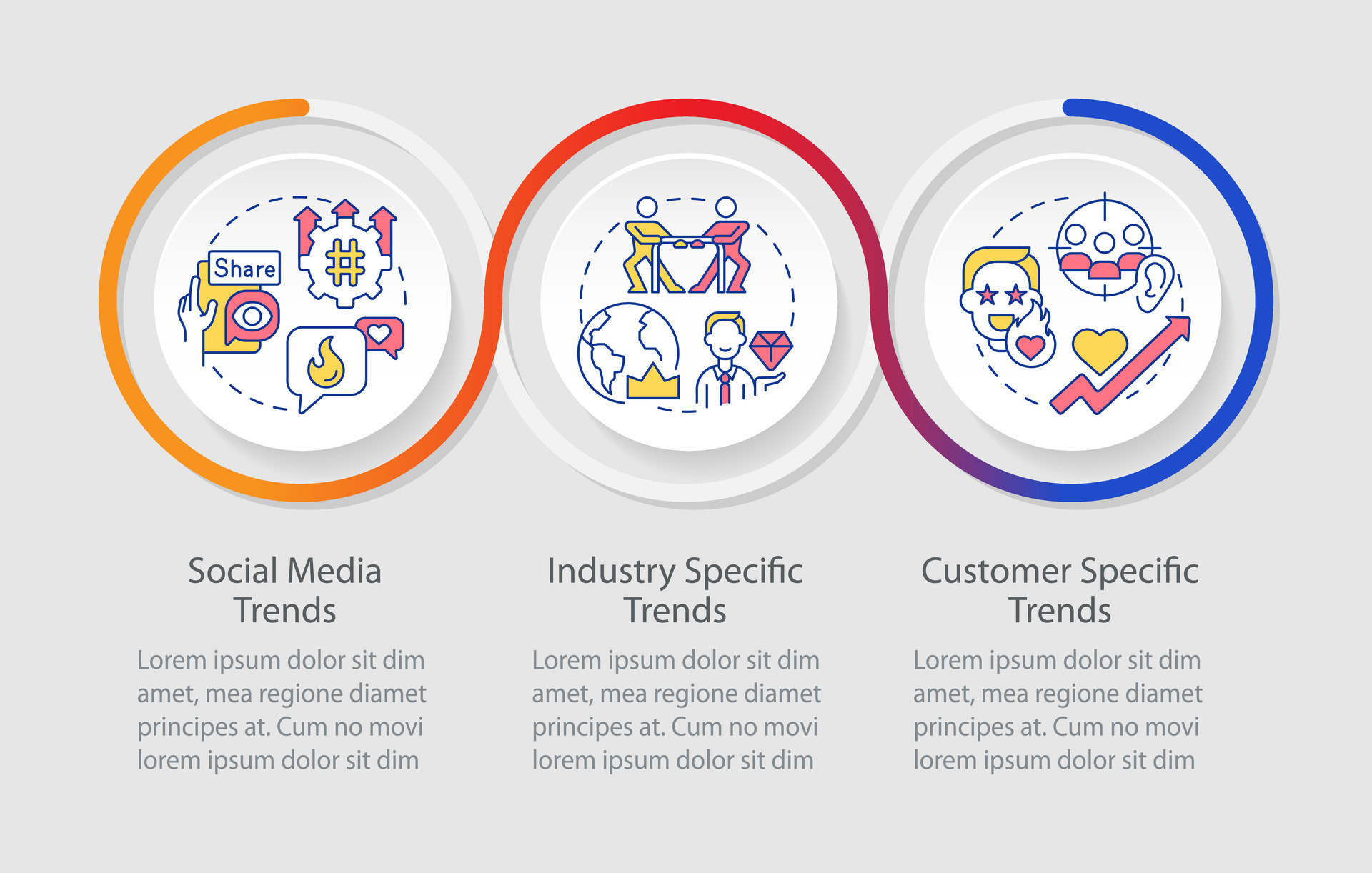 Trends Categories Loop Infographic Template Business Strategy Data Visualization With 3 Steps