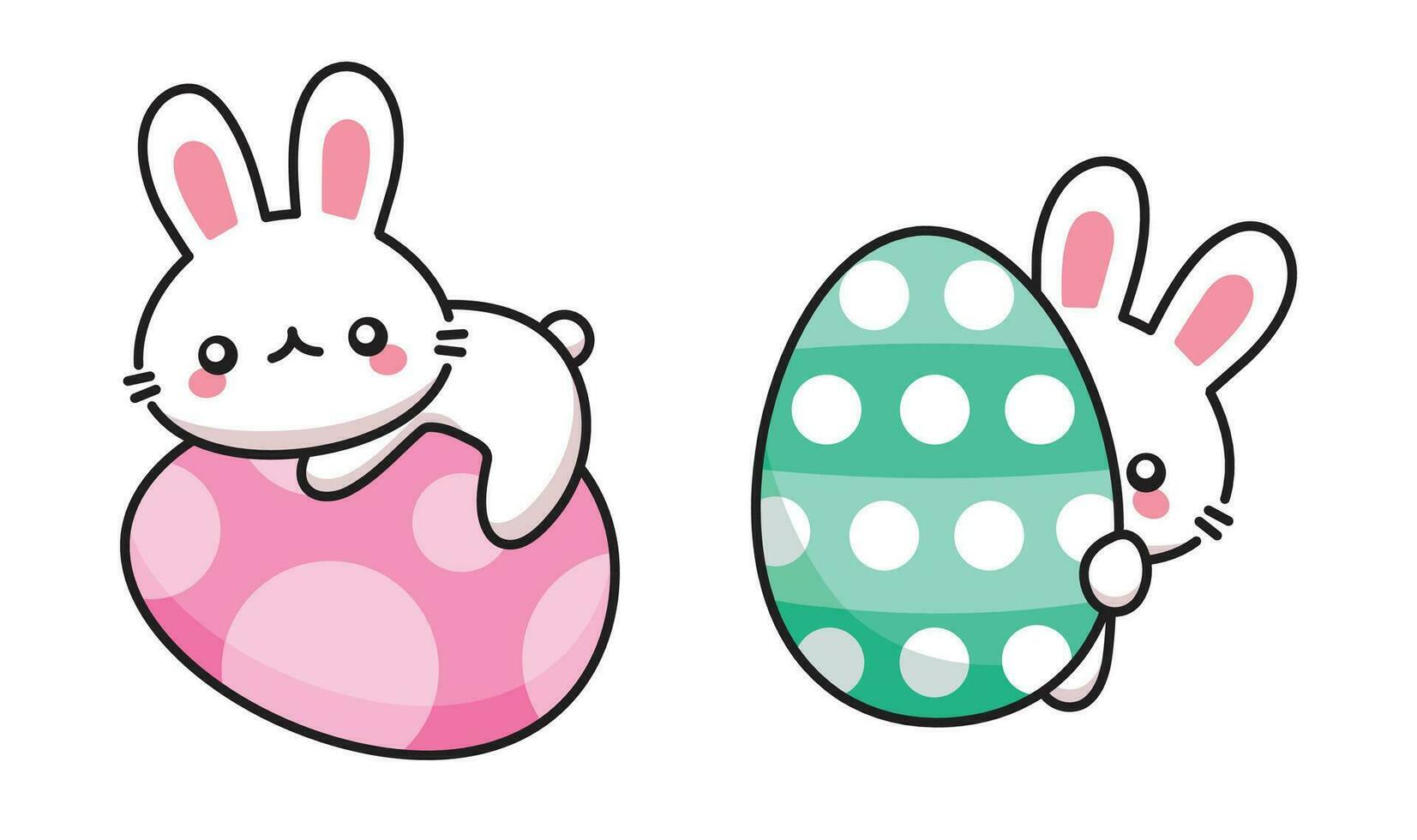 Cute Kawaii Rabbit Easter Egg Sticker Clipart 26998820 Vector Art at ...