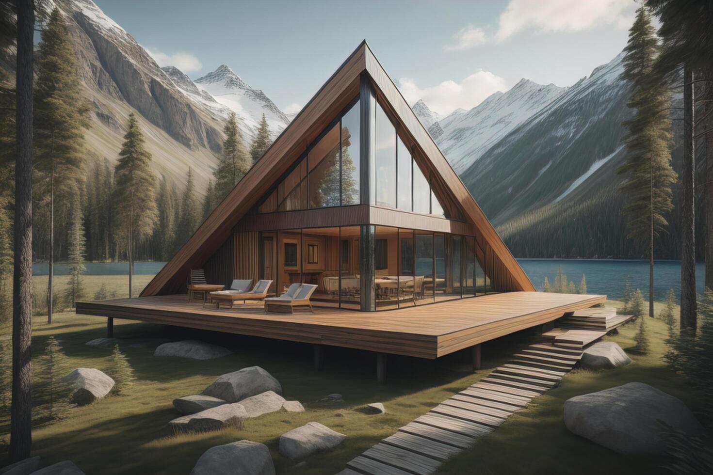 modern cozy chalet with pool and parking for sale or rent. Mountain ...