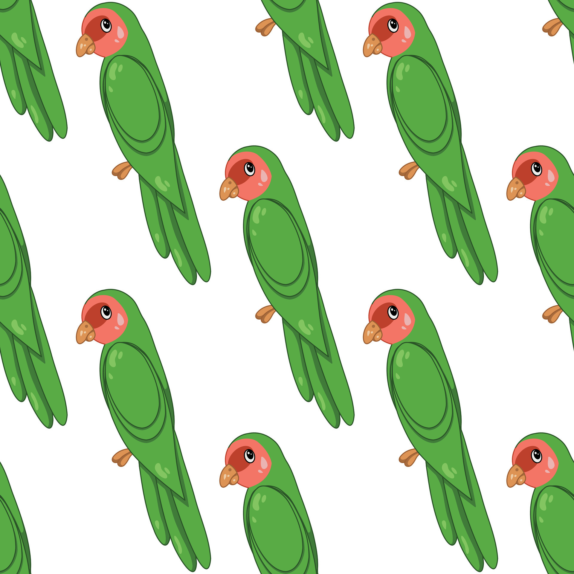 Cartoon green parrot hand drawn pattern. Flat design. 27009877 Vector Art at Vecteezy