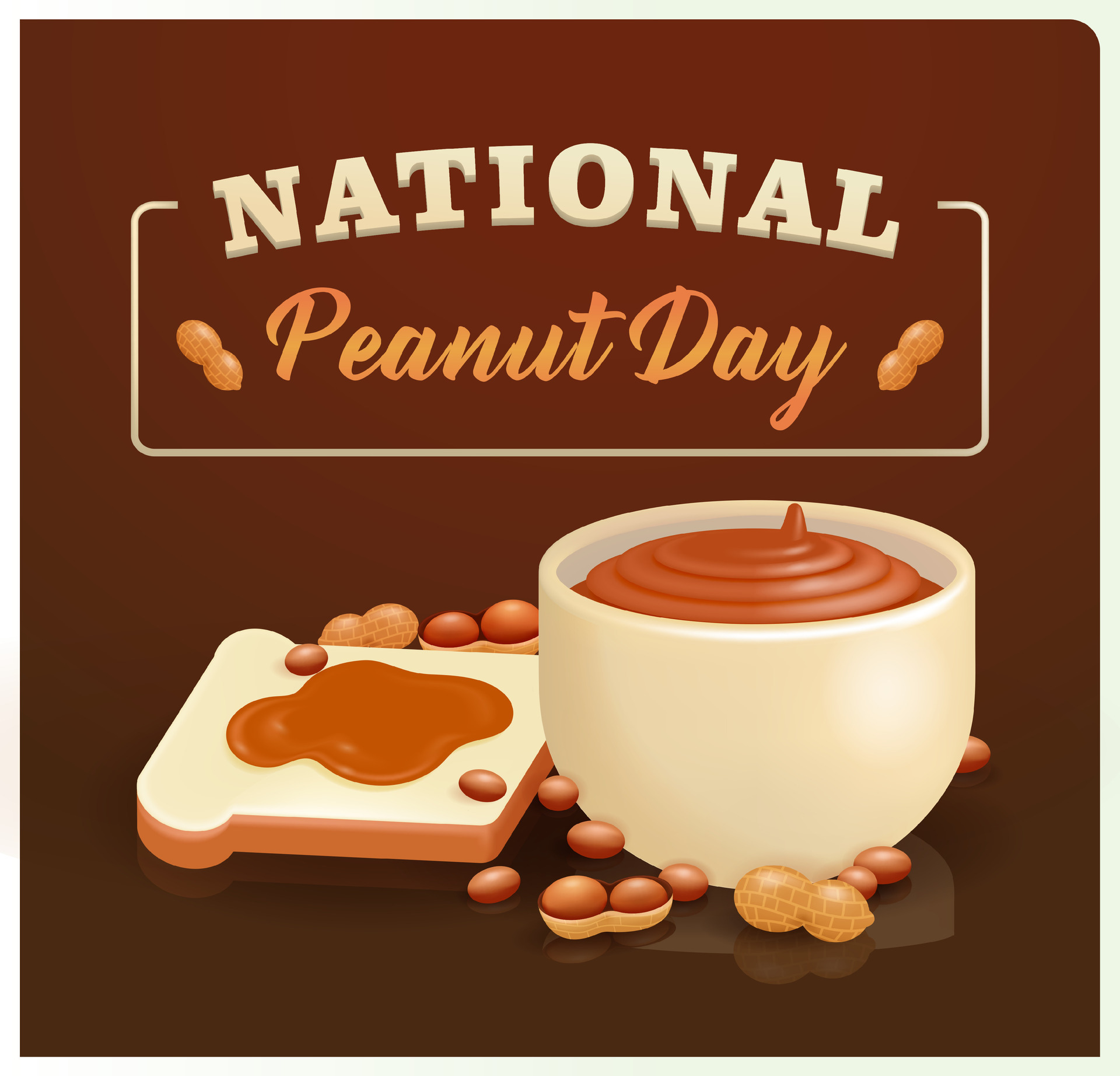 National Peanut Day. Premium delicious bread and peanut butter 3d ...