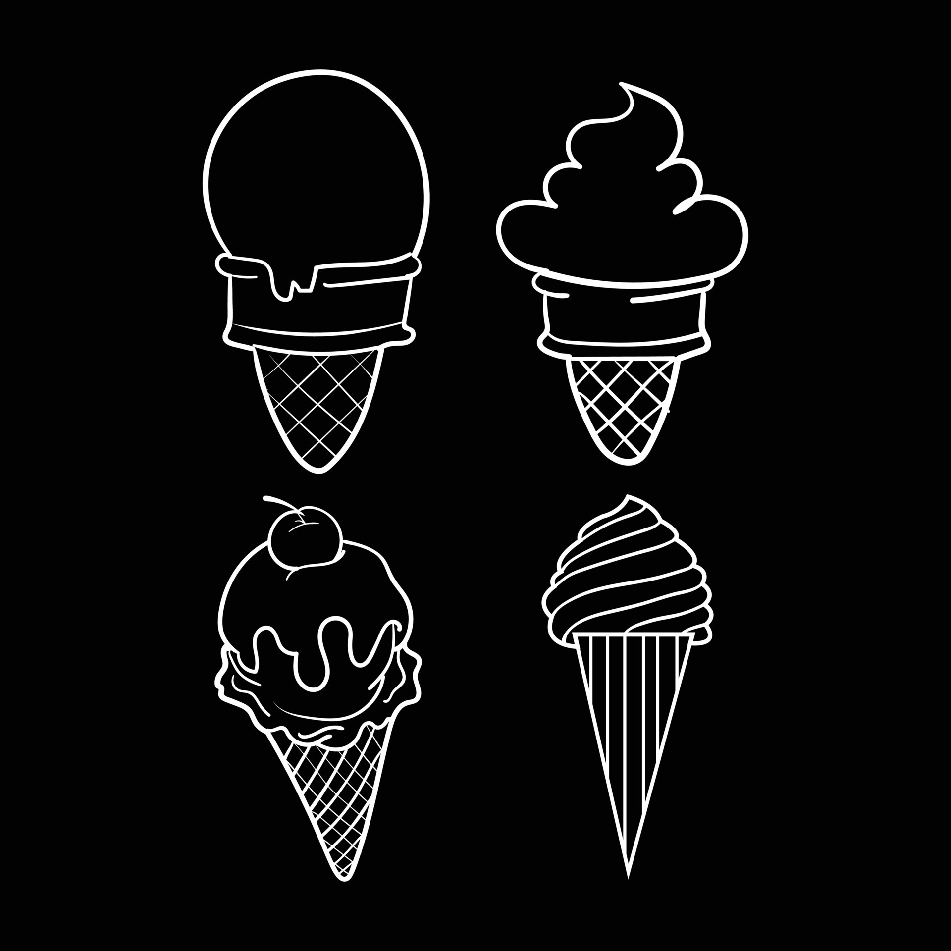 Set Of 4 Ice Cream Doodles In Different Styles 27015689 Vector Art At