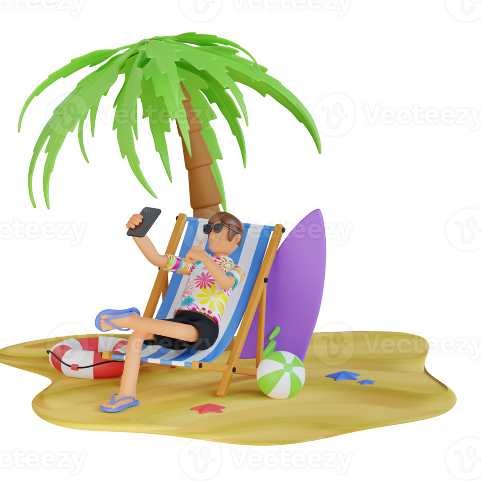 Man Taking Selfie Holiday 3d Illustration 27048680 Png