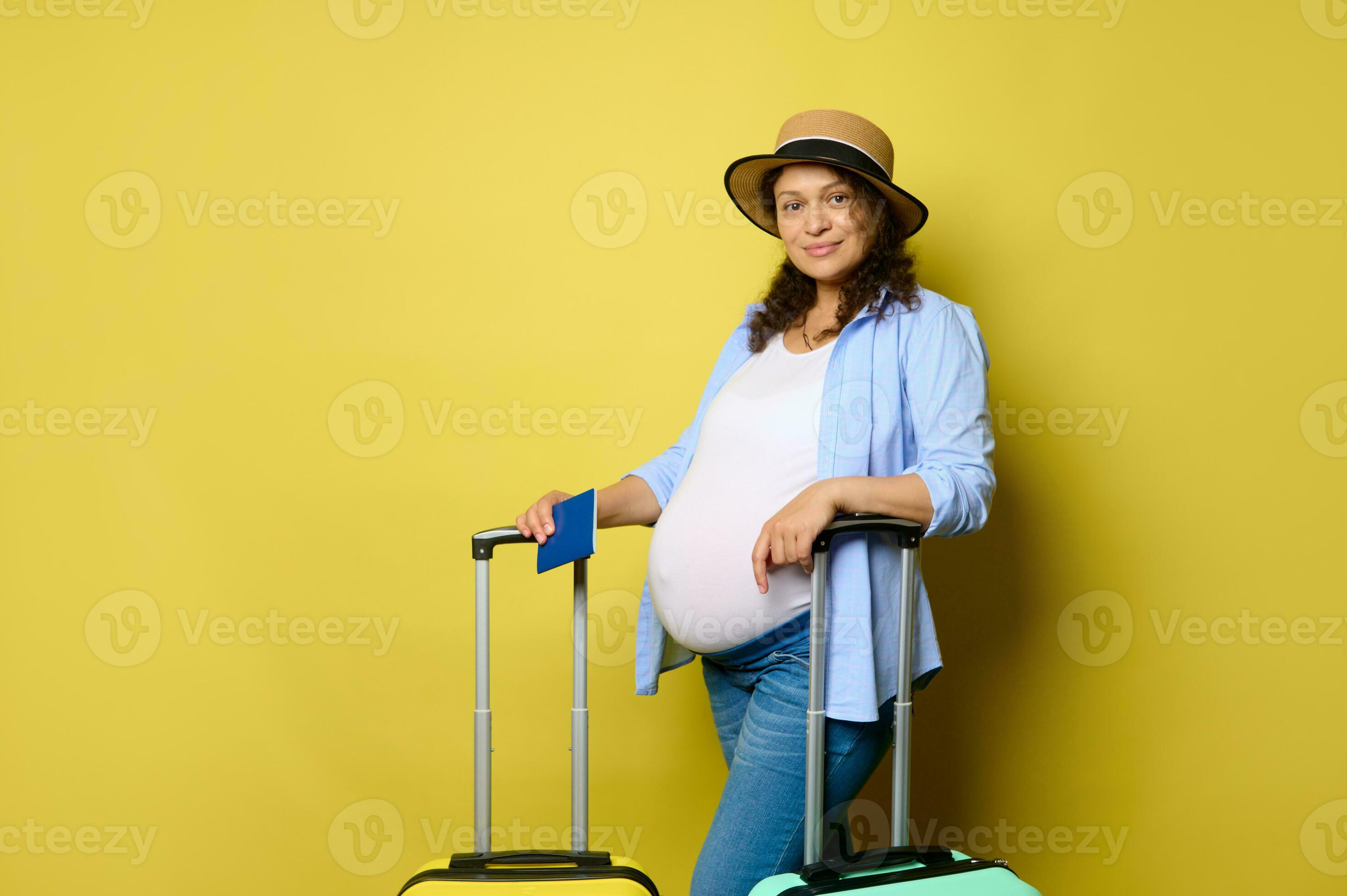 Beautiful Pregnant Woman Smiling Looking At Camera Posing With