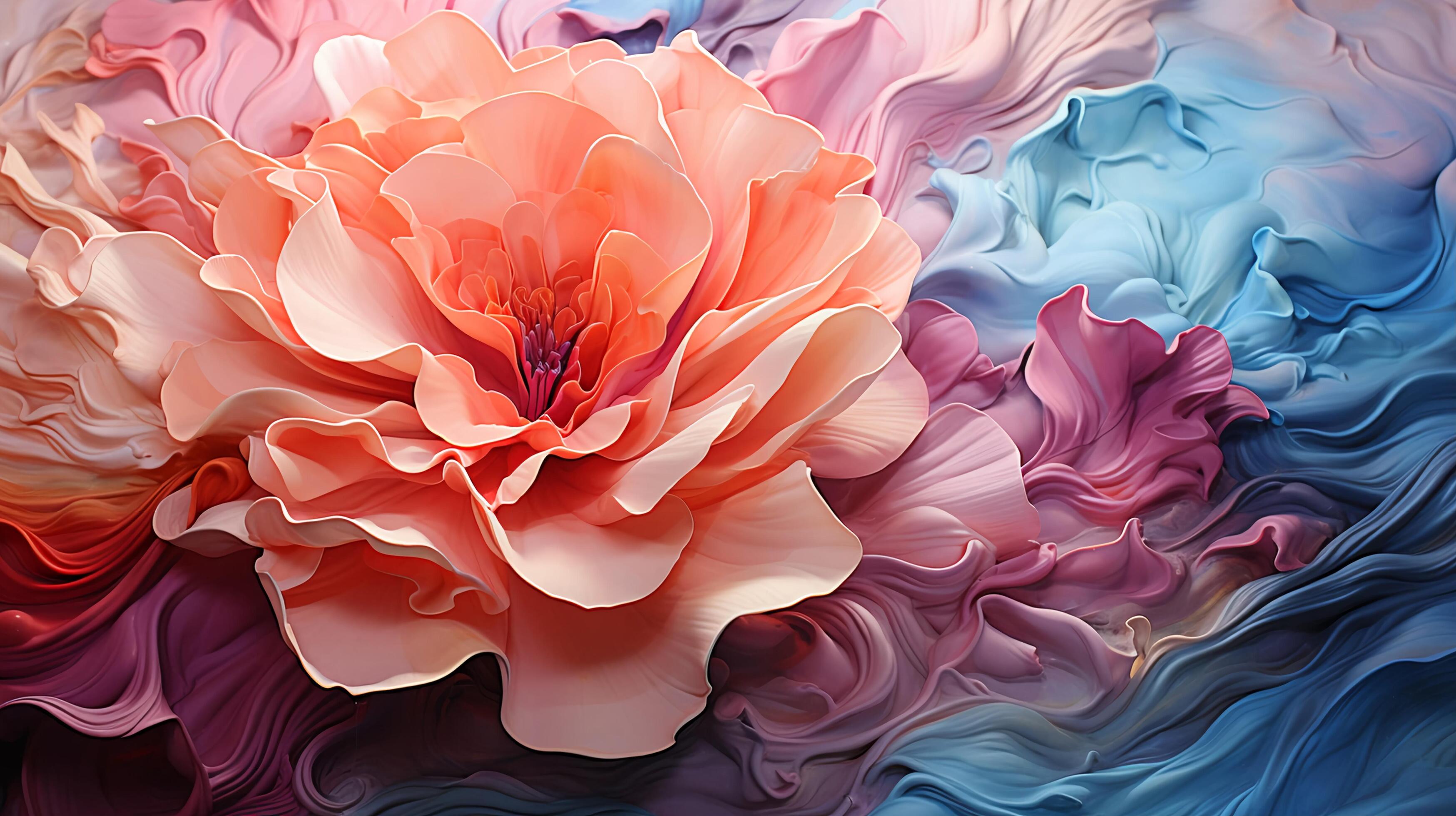 Abstract multi-colored colored flowers from light airy fabrics ...